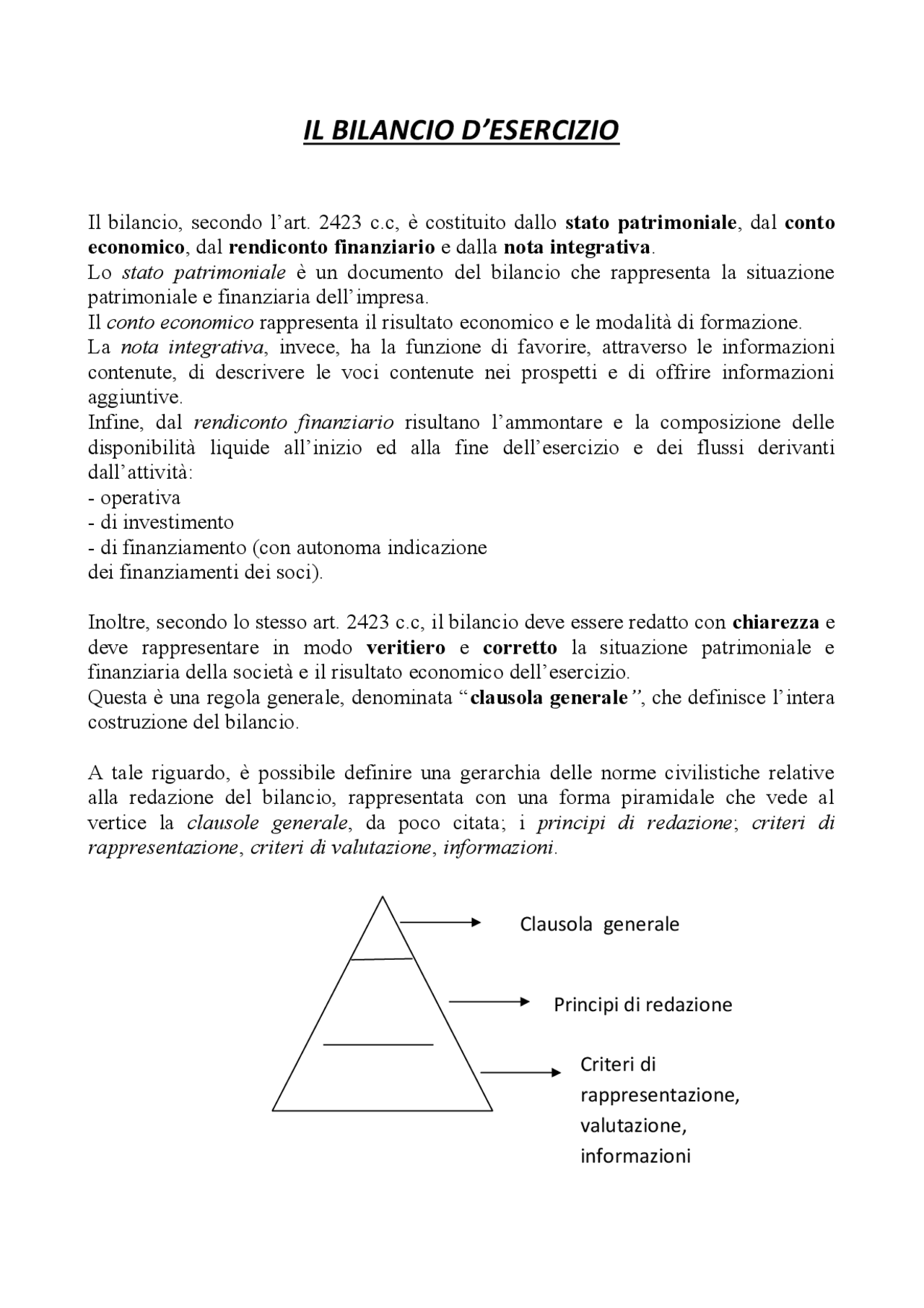 Il Bilancio Di Esercizio Docsity