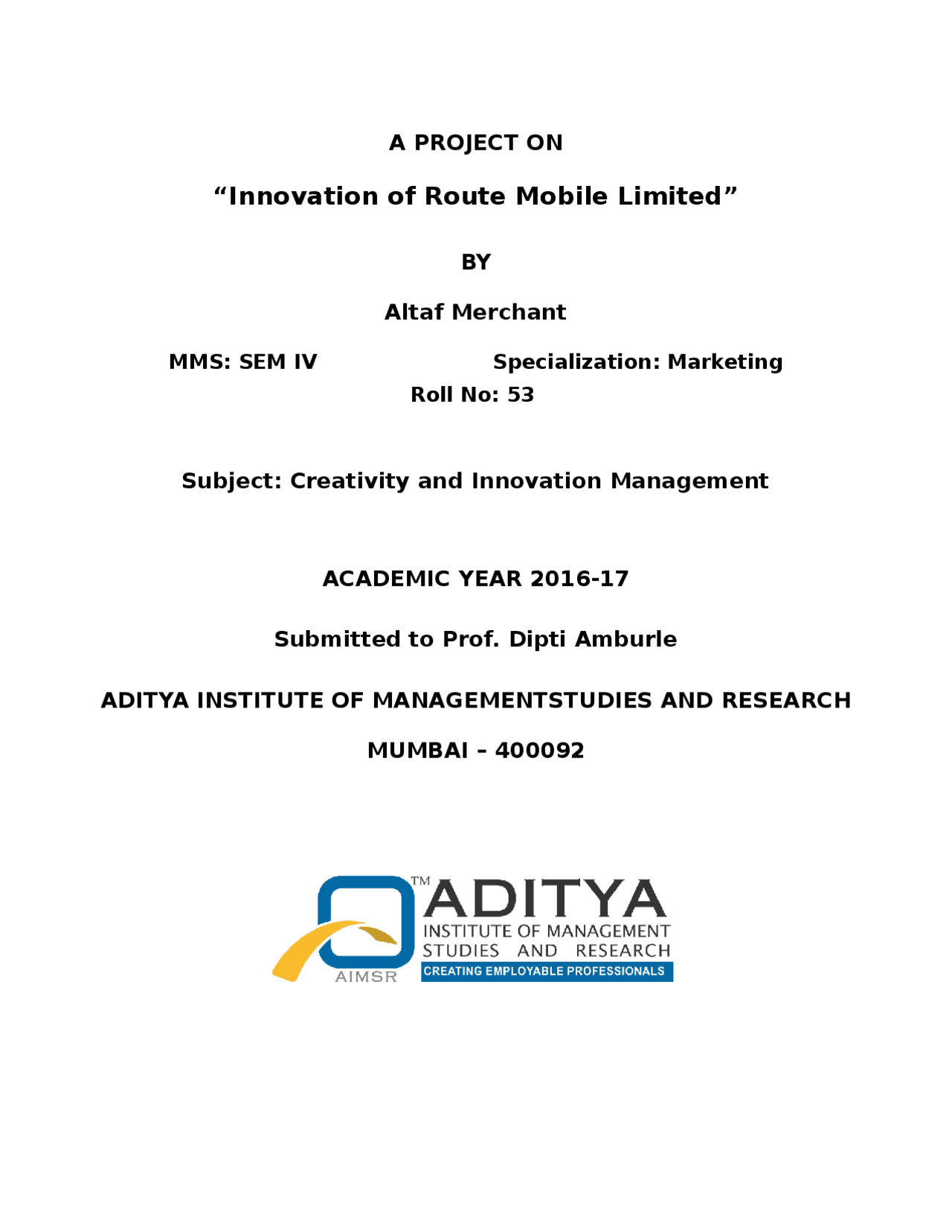 Creativity And Innovation Docsity