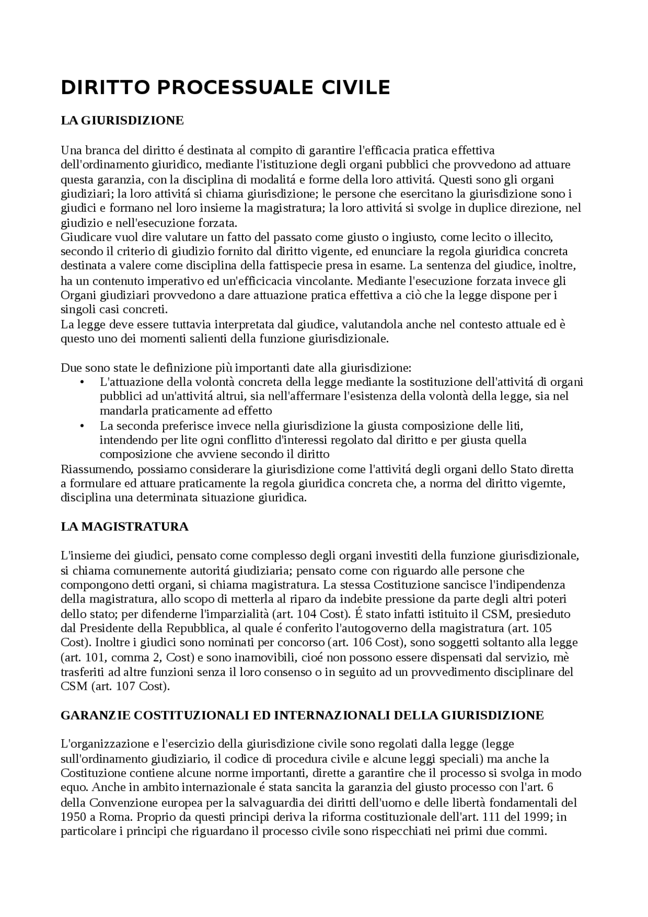 Riassunto Diritto Processuale Civile I Principi Liebman Docsity
