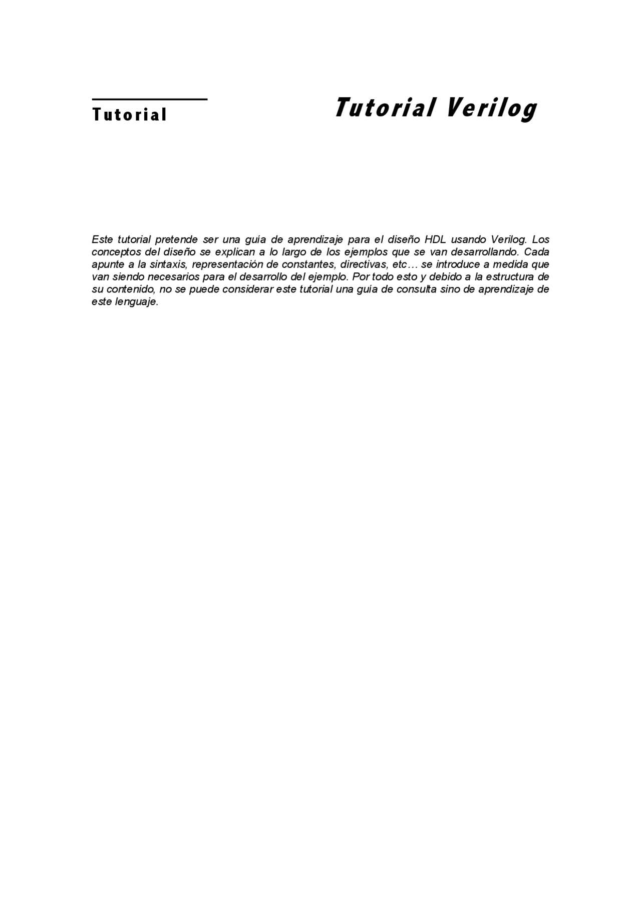 Tutorial Verilog, aspectos básicos e introducción - Docsity
