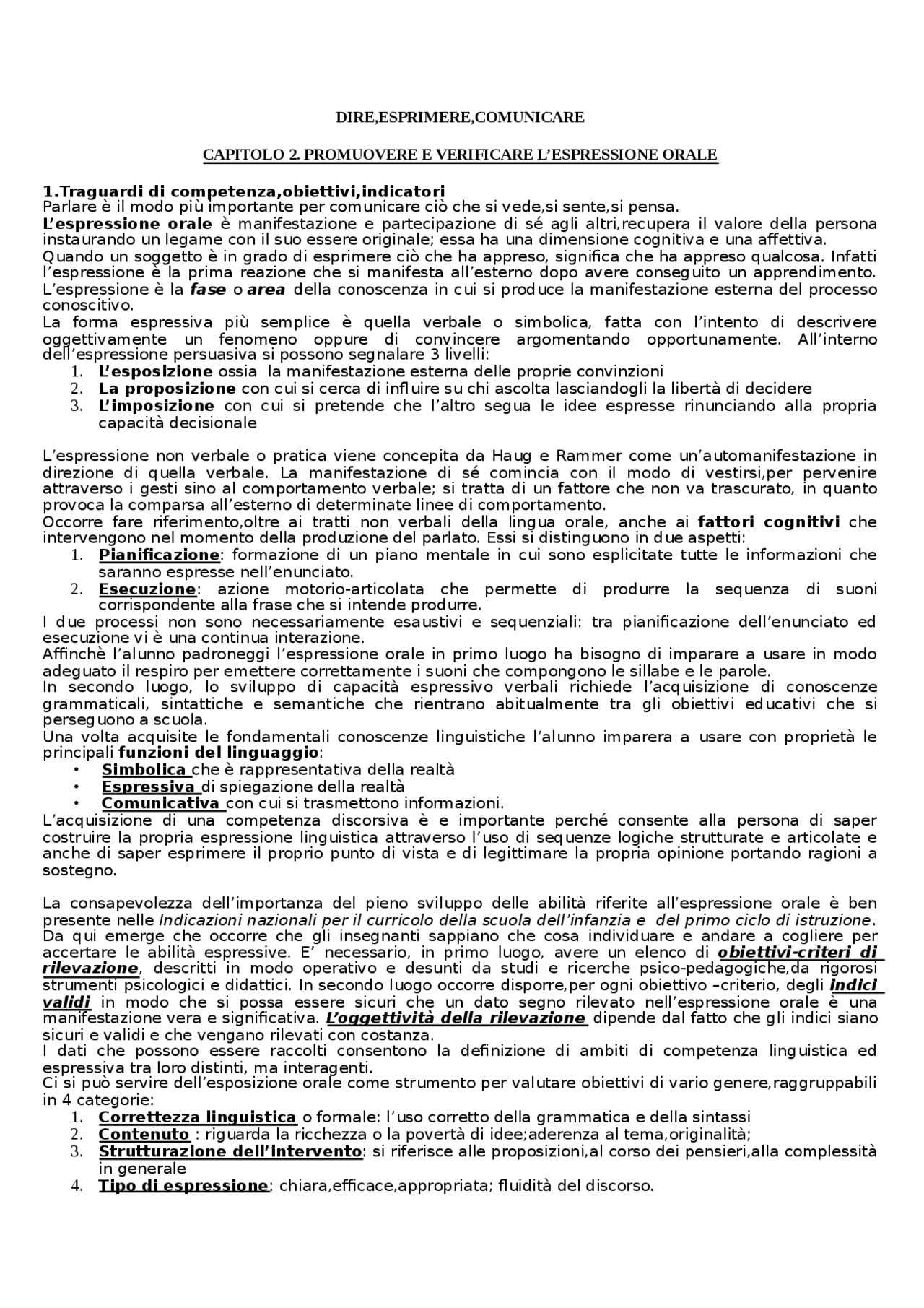 Riassunto del libro dire,esprimere e comunicare - Docsity