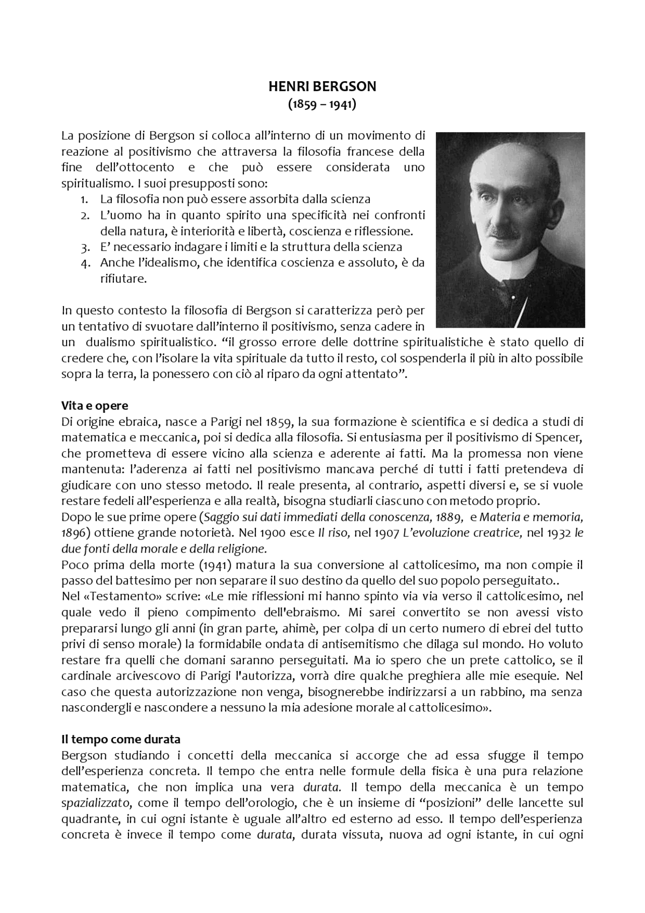 Bergson Appunti Filosofia Docsity