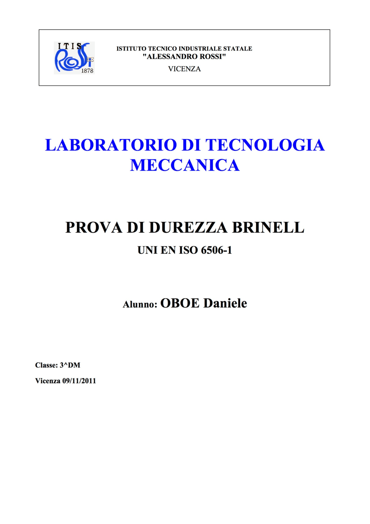 Relazione Sulla Prova Di Durezza Brinell Docsity