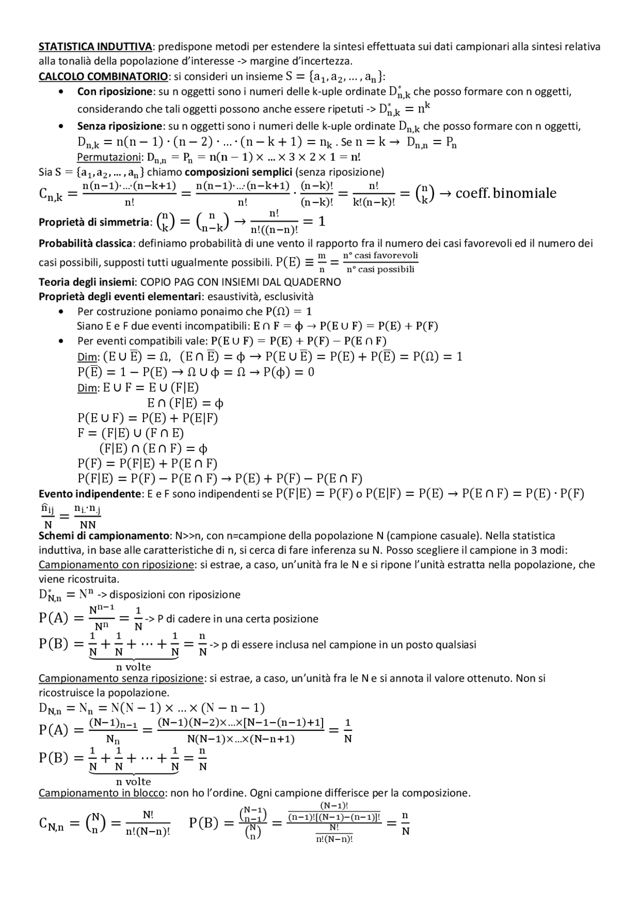 Statistica Complementi - Teoria e dimostrazioni (Esame del Prof. Zini - Unimib) | Appunti di ...