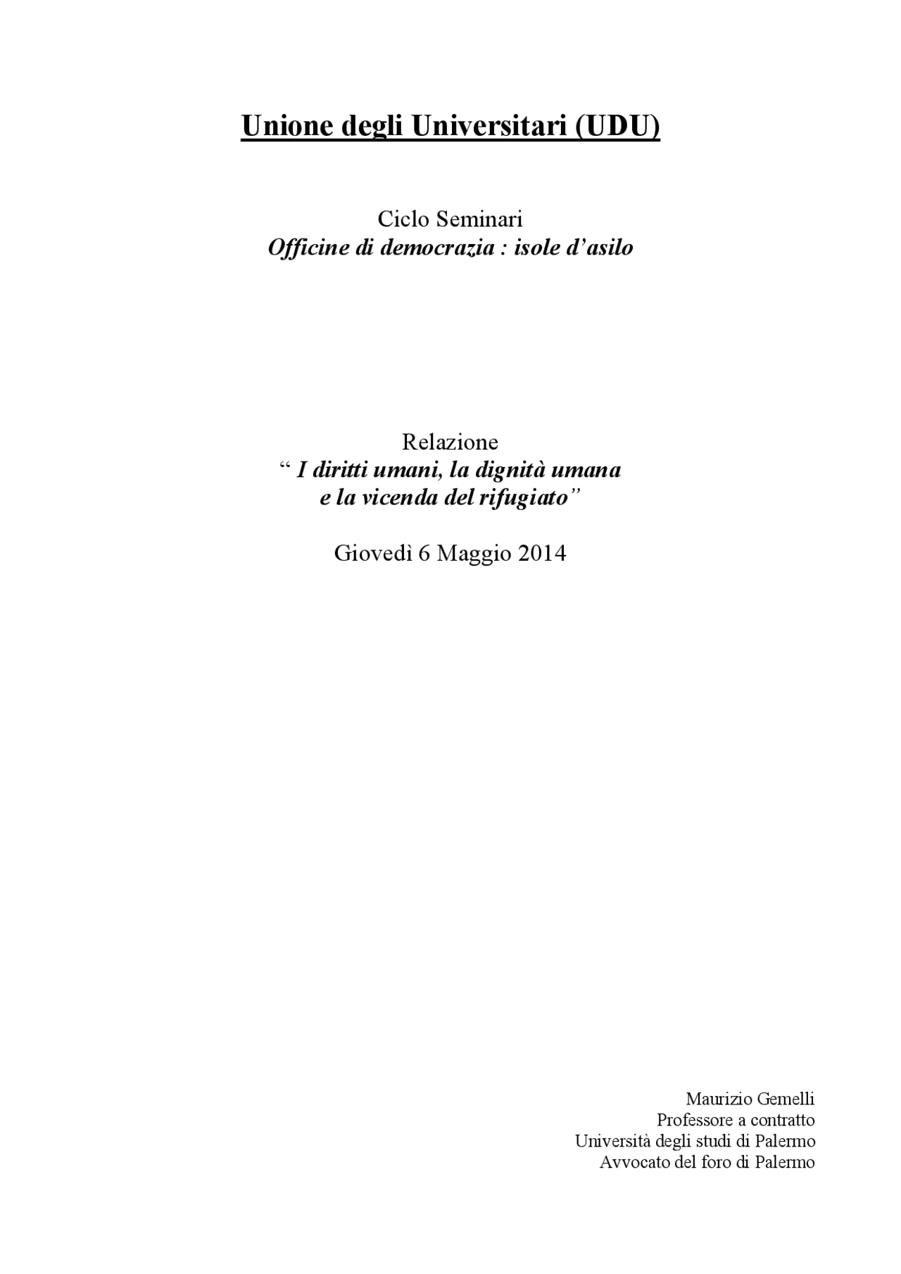 Diritti Umani Dignità Umana E Vicenda Rifugiati Docsity