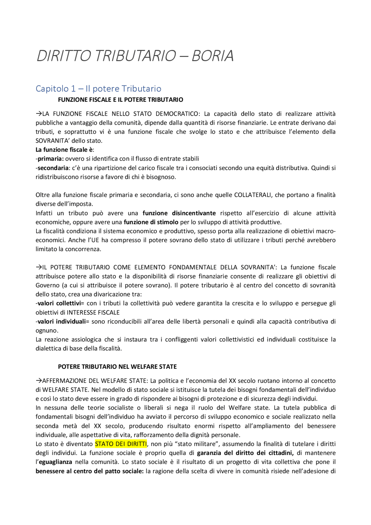 Diritto tributario e diritto tributario europeo | Dispense di Diritto Tributario | Docsity