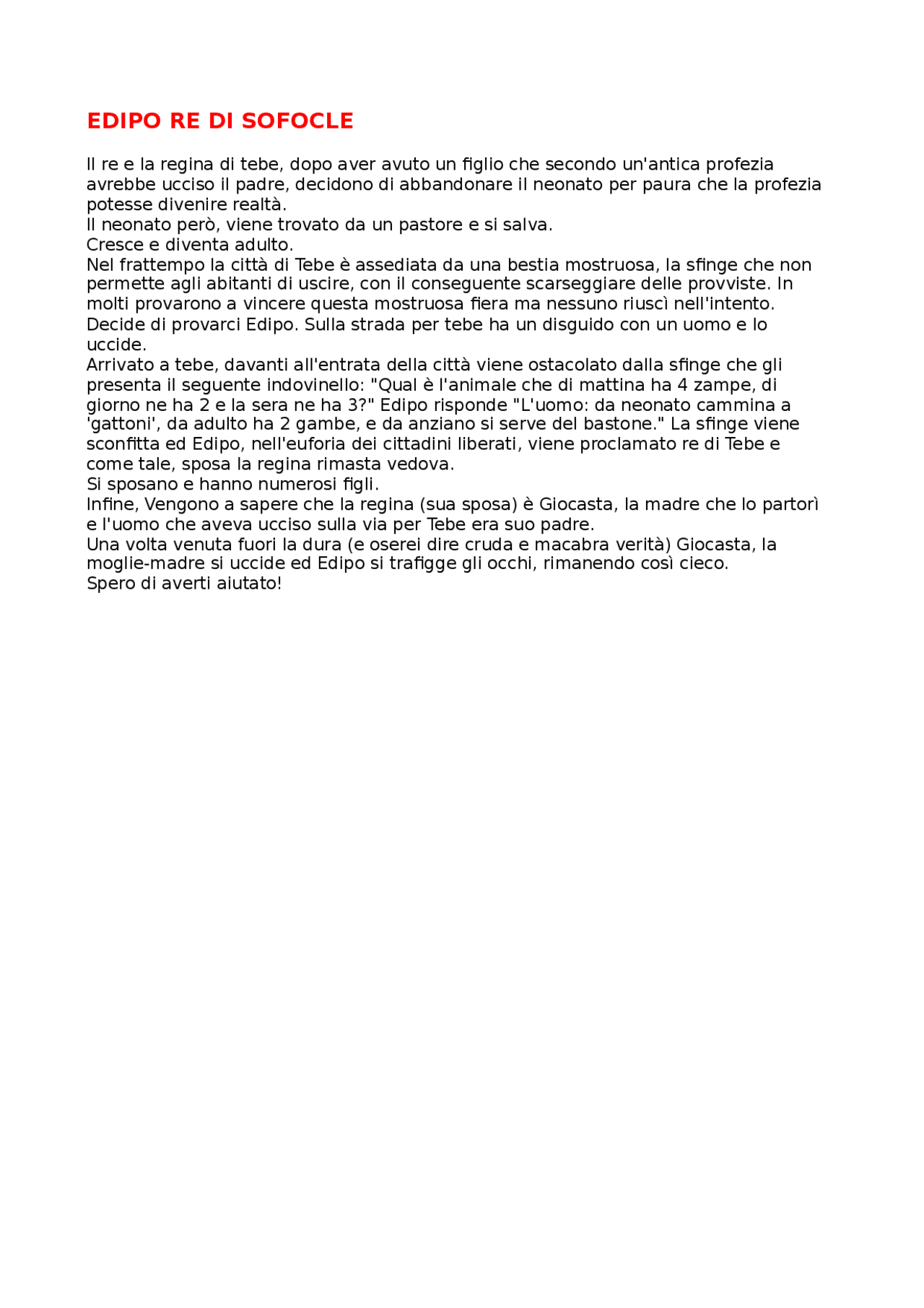 Edipo Re di Sofocle drammaturgia - Docsity