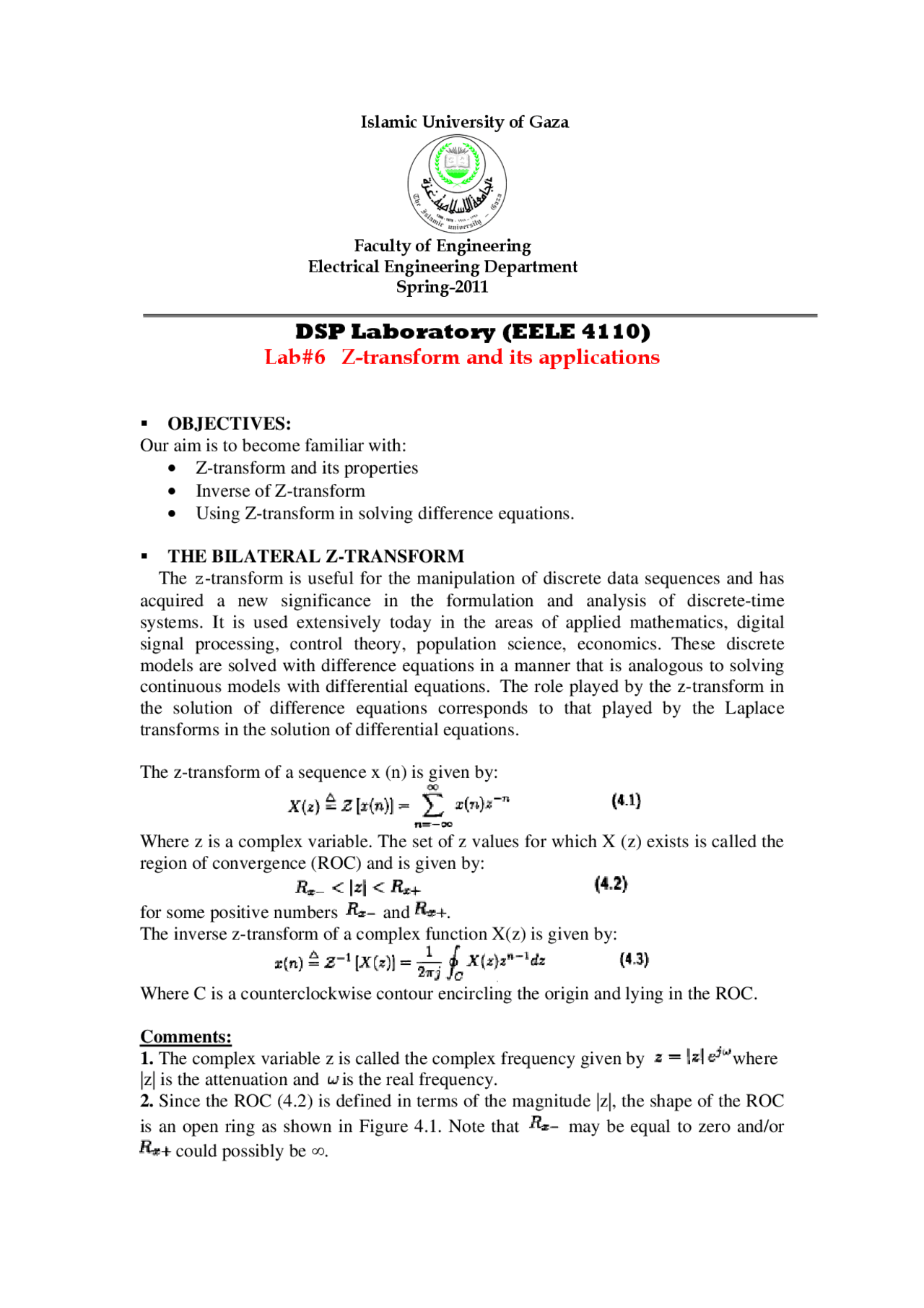 Z-Transform for Signal Processing | Exercises Computer Science | Docsity