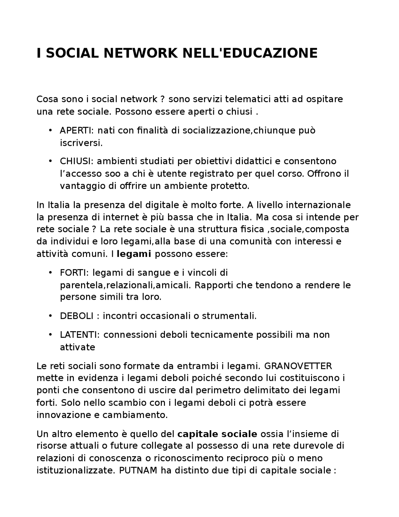 I Social Network Nelleducazione Docsity