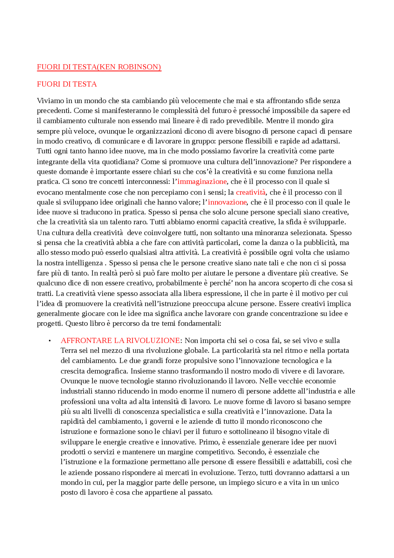 Fuori Di Testa Krobinson Docsity