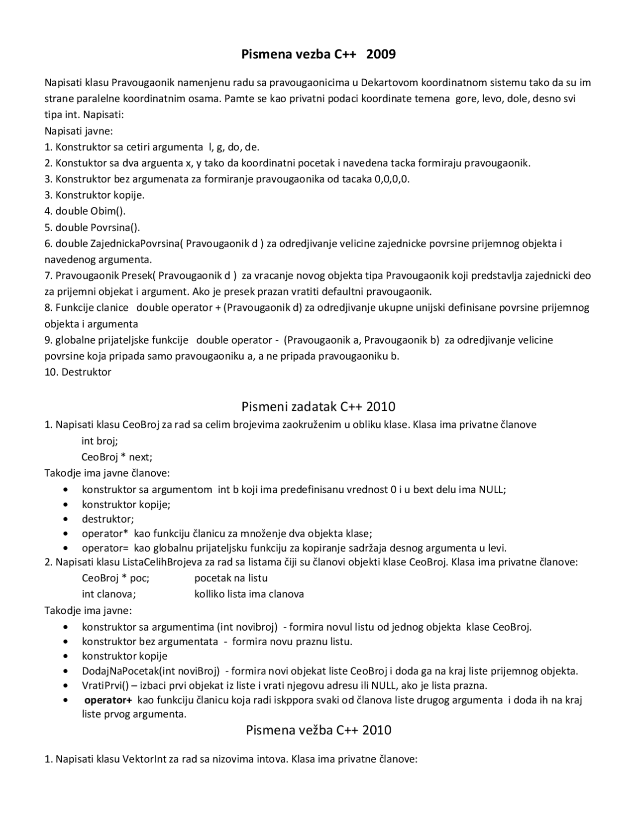 Pismene vezbe iz informatike, cpp | Ispiti' predlog Uvod u informatiku | Docsity