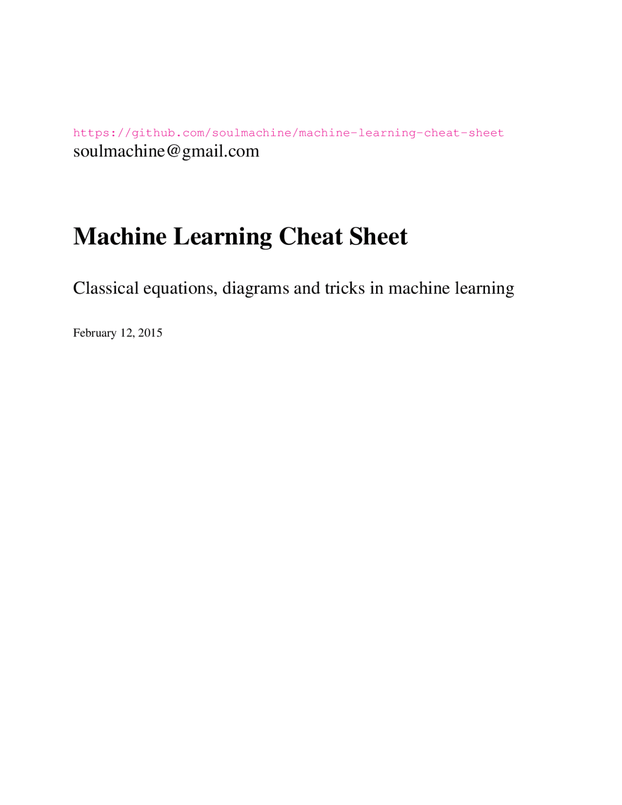 Machine Learning complete cheatsheet - Docsity