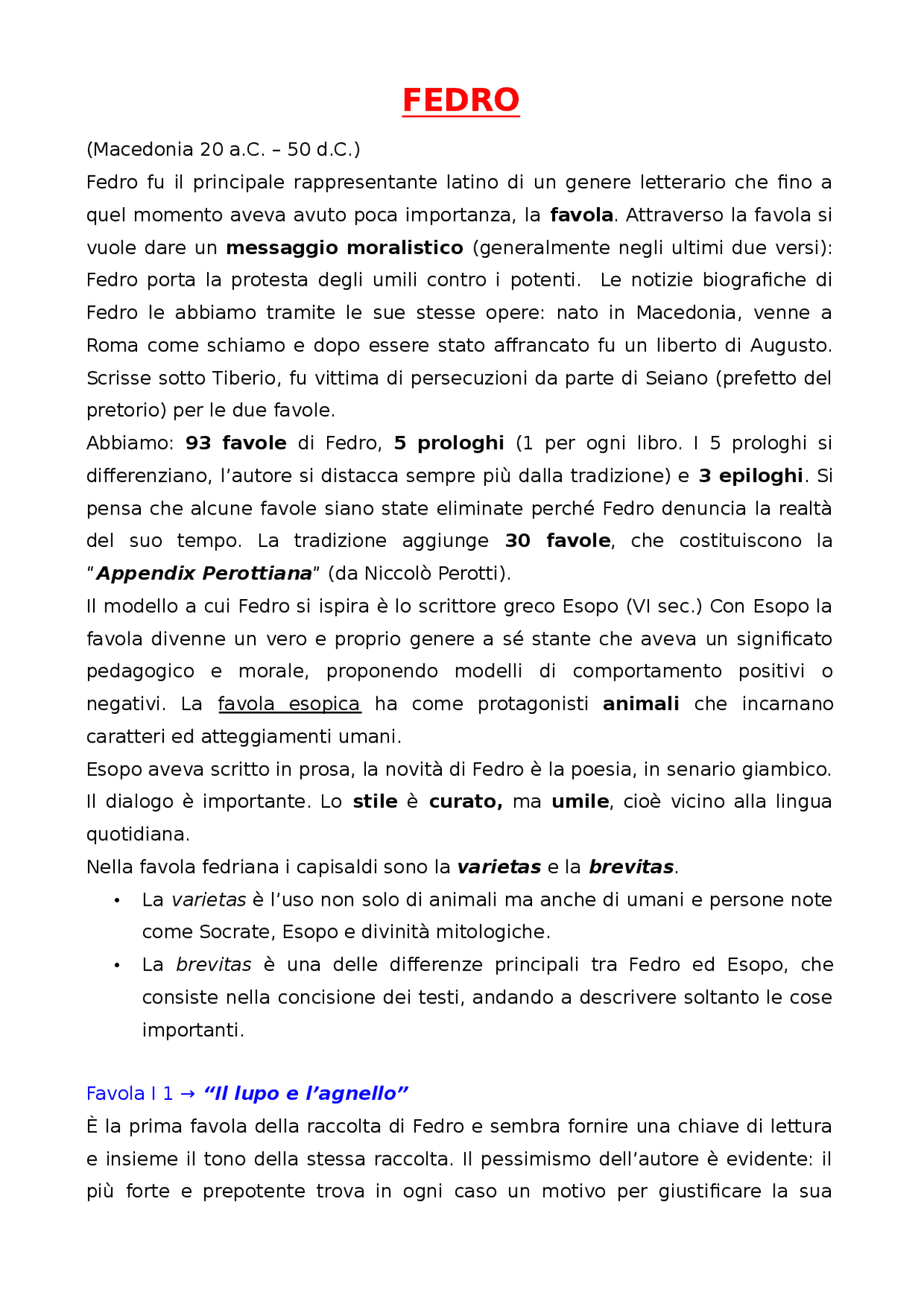 Riassunti Latino (Fedro, Persio, Giovenale, Marziale, Quintiliano, Plinio il Giovane, Tacito ...