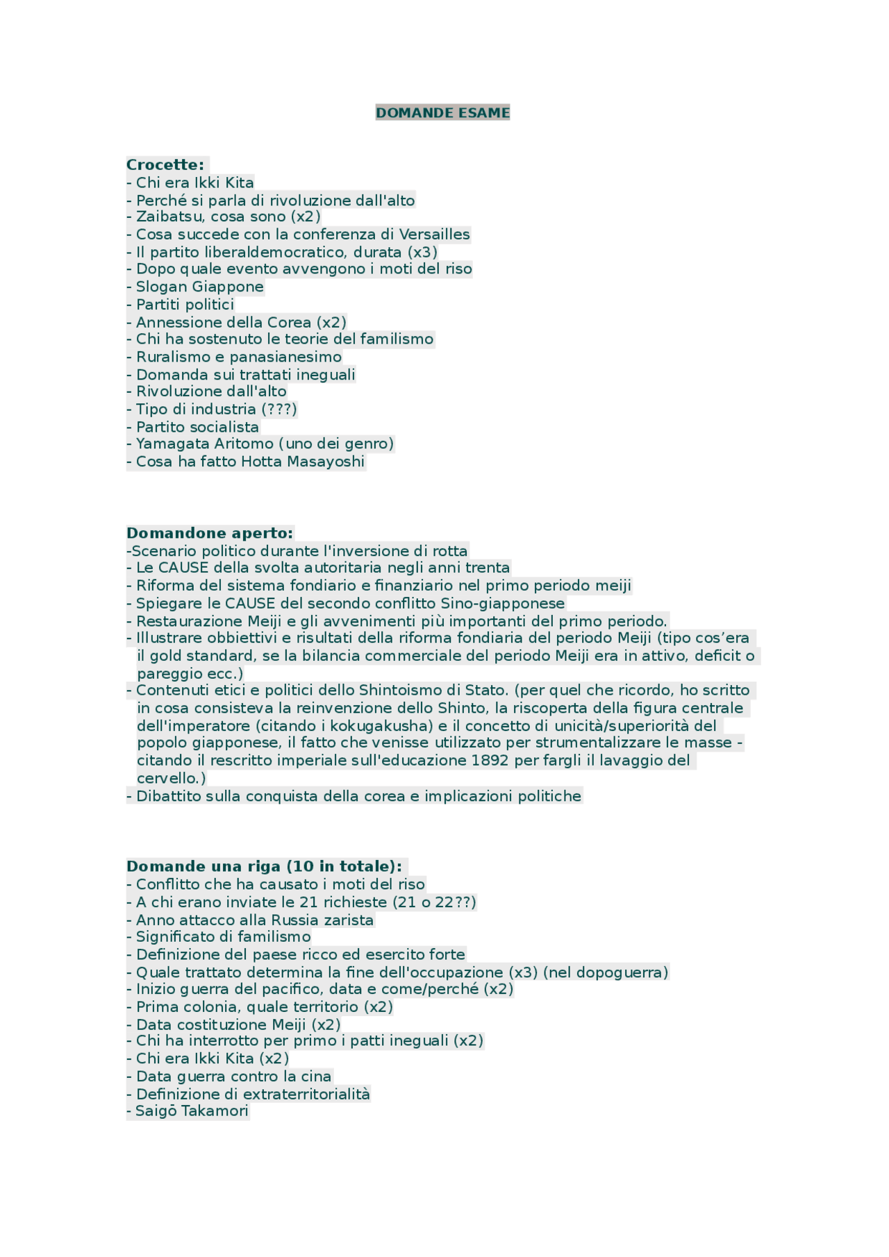 Domande Storia Del Giappone 2 Docsity