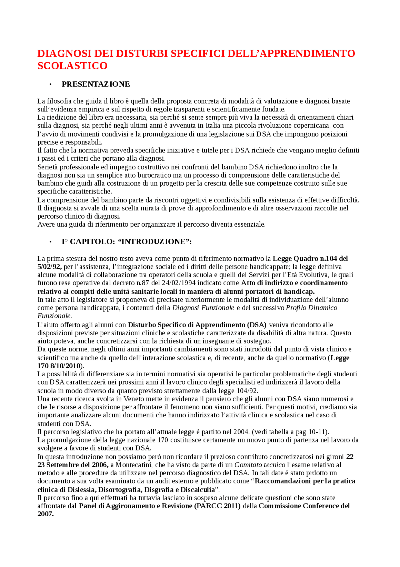 Diagnosi Dei Disturbi Specifici Dellapprendimento Scolastico Docsity