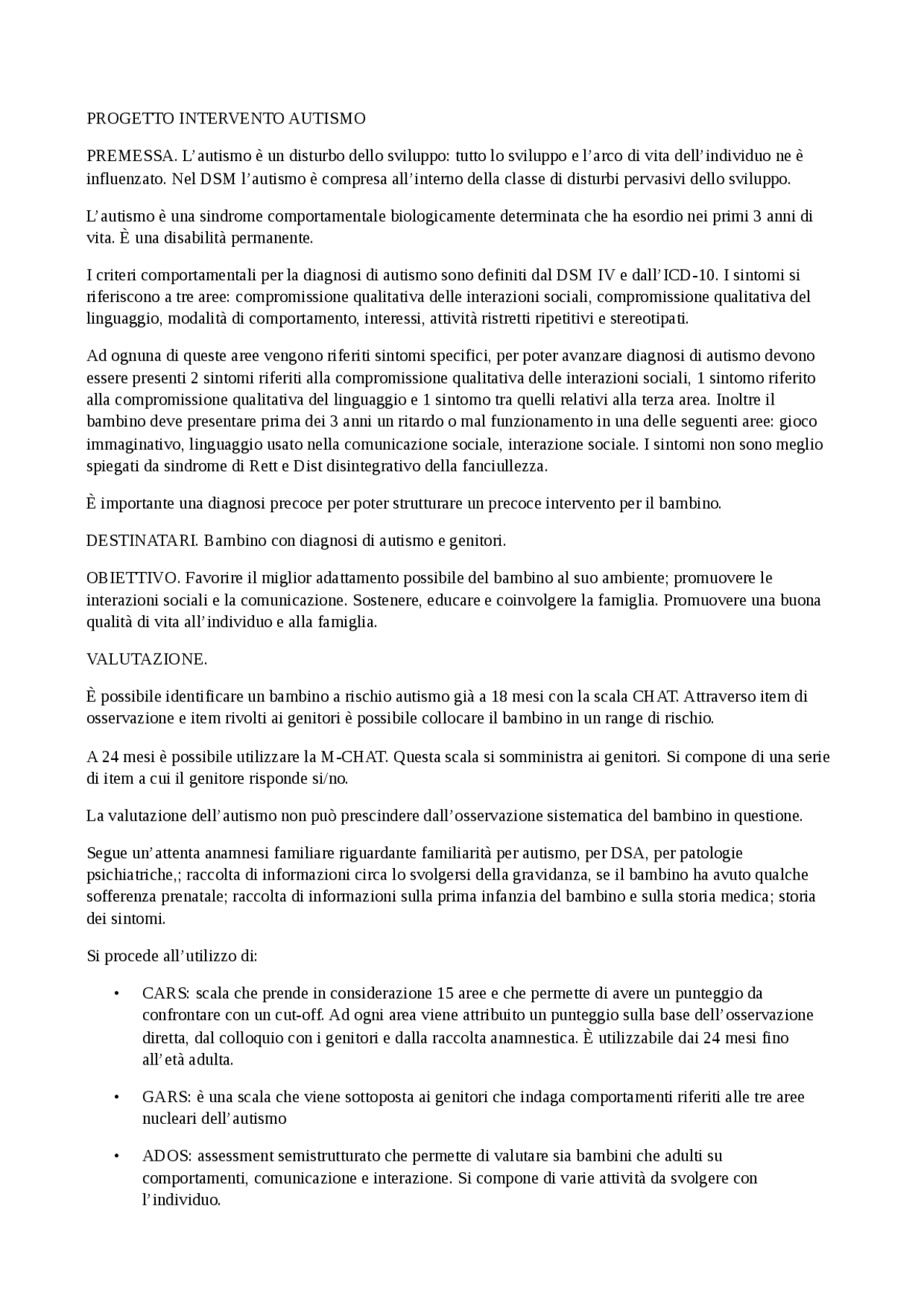 Autismo Esame Di Stato Dispense Di Psicologia Generale Docsity