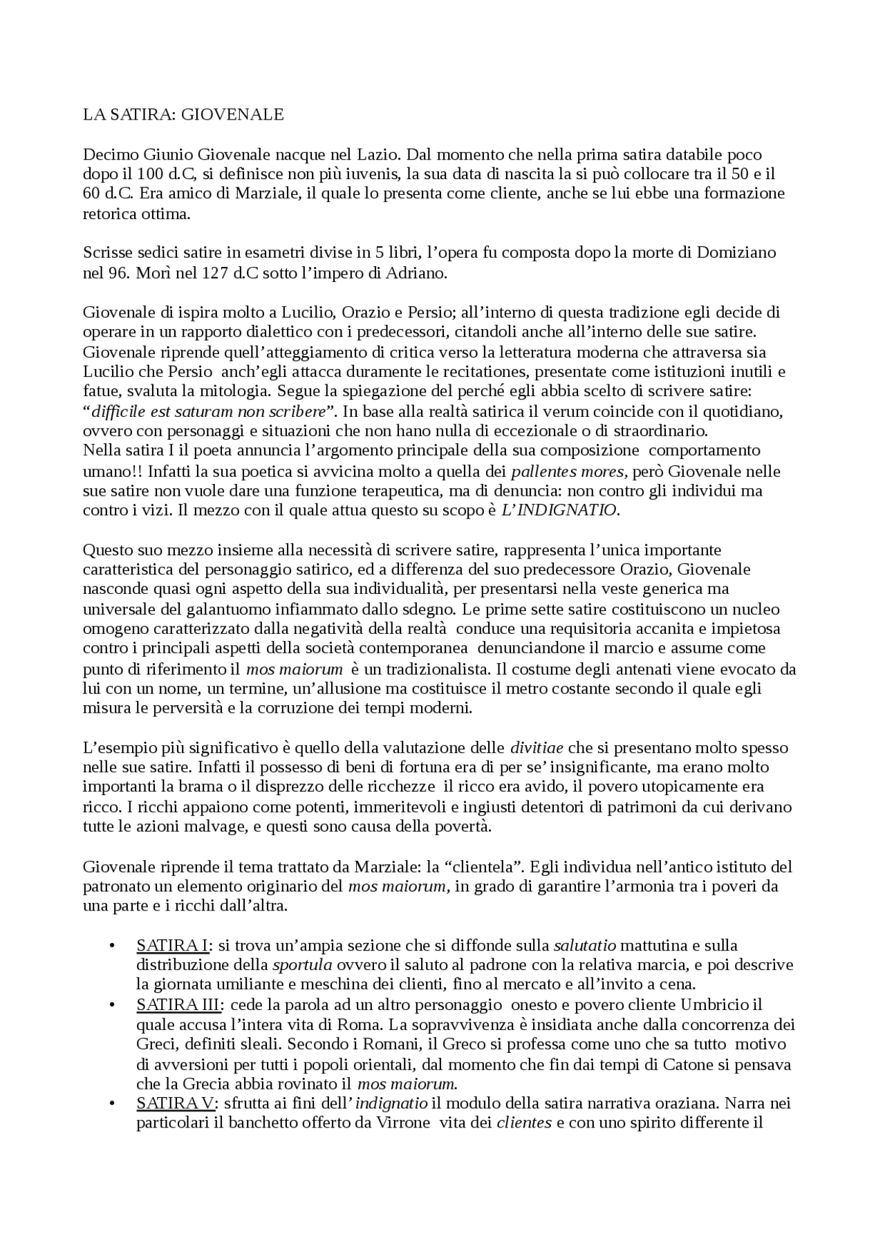Schemi Giovenale Quinta Liceo Appunti Di Latino Docsity