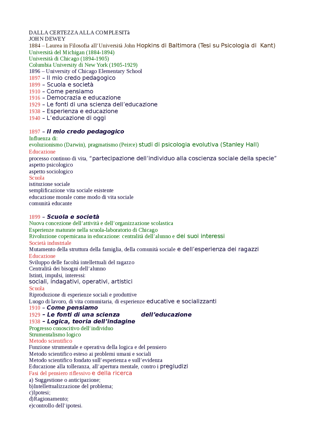 Dalla Certezza Alla Complessità Docsity