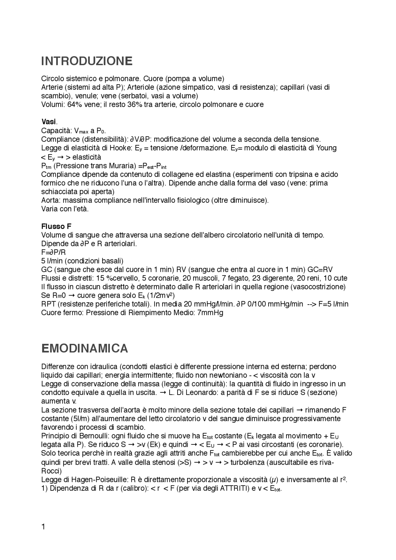 Fisiologia Sistema Cardio Circolatorio Docsity