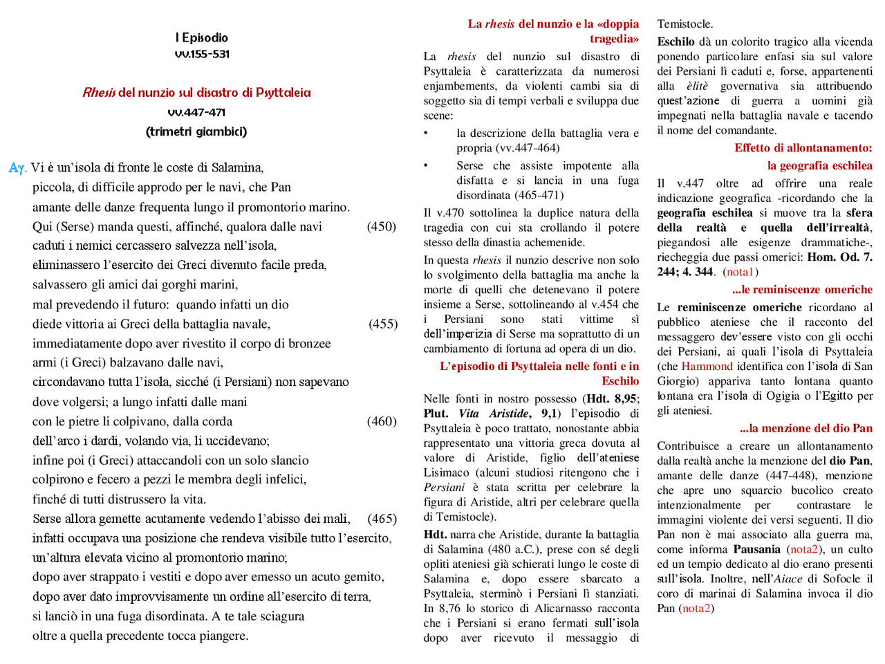 I Persiani di Eschilo, traduzione e commento (parte 2) - Docsity