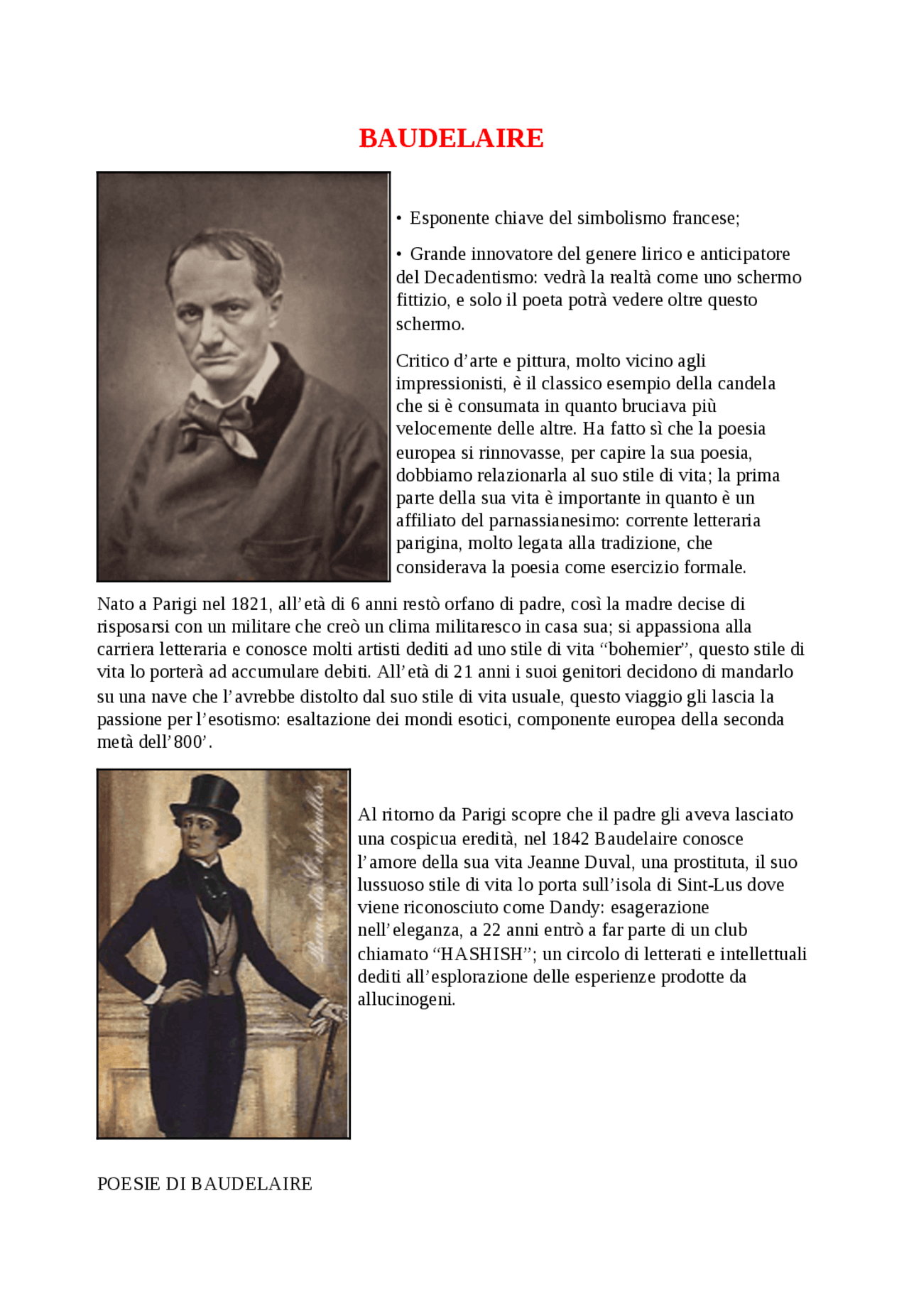 Opere Baudelaire E Pascoli Docsity
