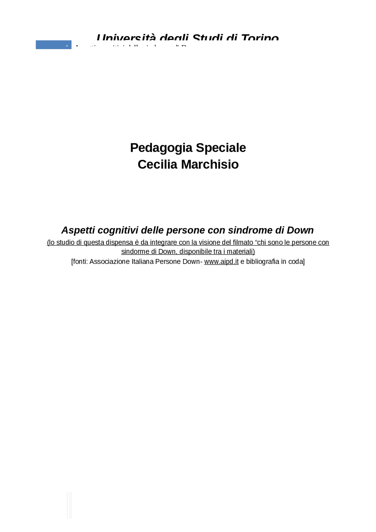 Dispense Pedagogia Speciale Docsity