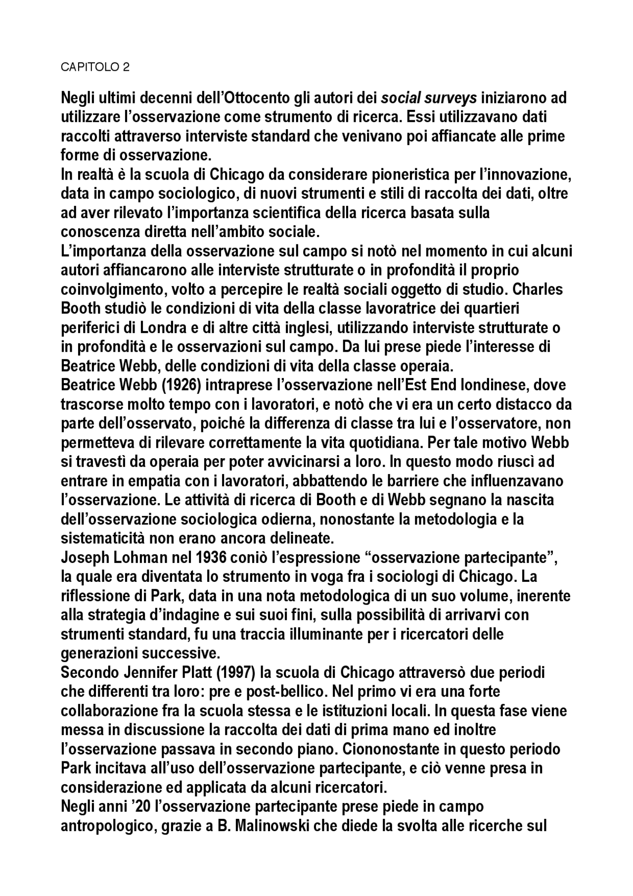 Losservazione Nelle Scienze Umane Docsity