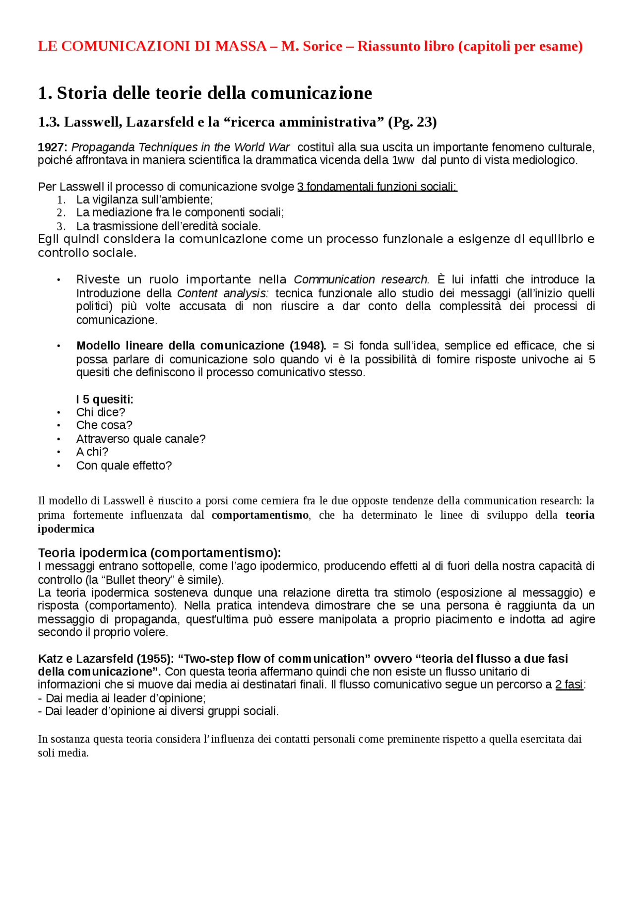 Le Comunicazioni Di Massa Sorice Docsity