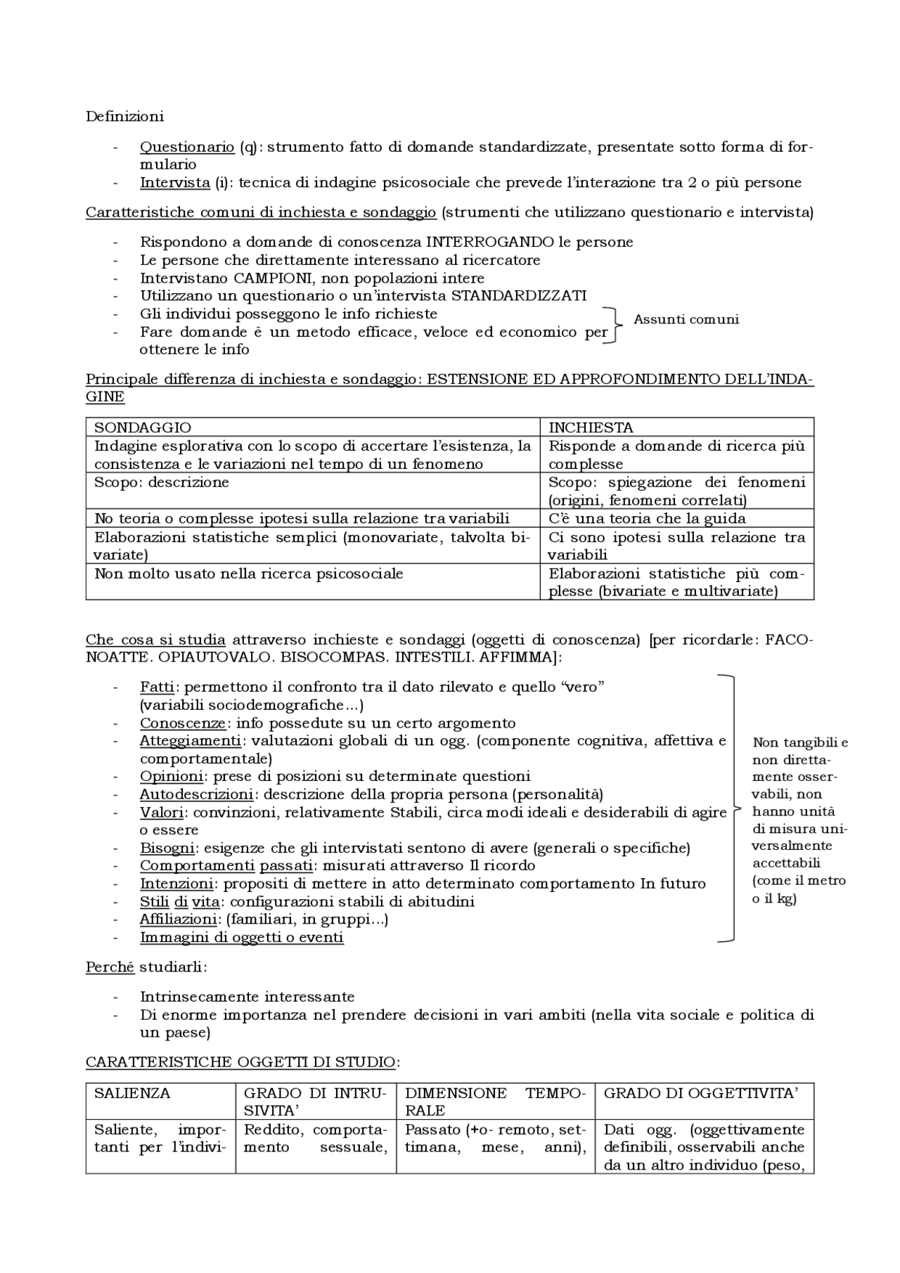 Tecniche dell'intervista e del questionario - Docsity
