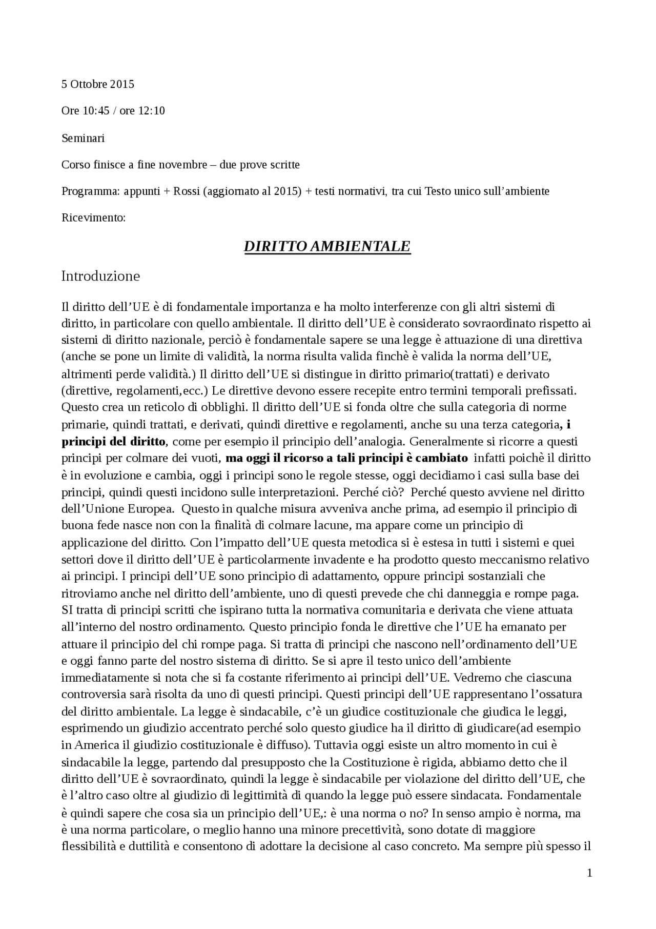 Appunti Di Diritto Ambientale Docsity