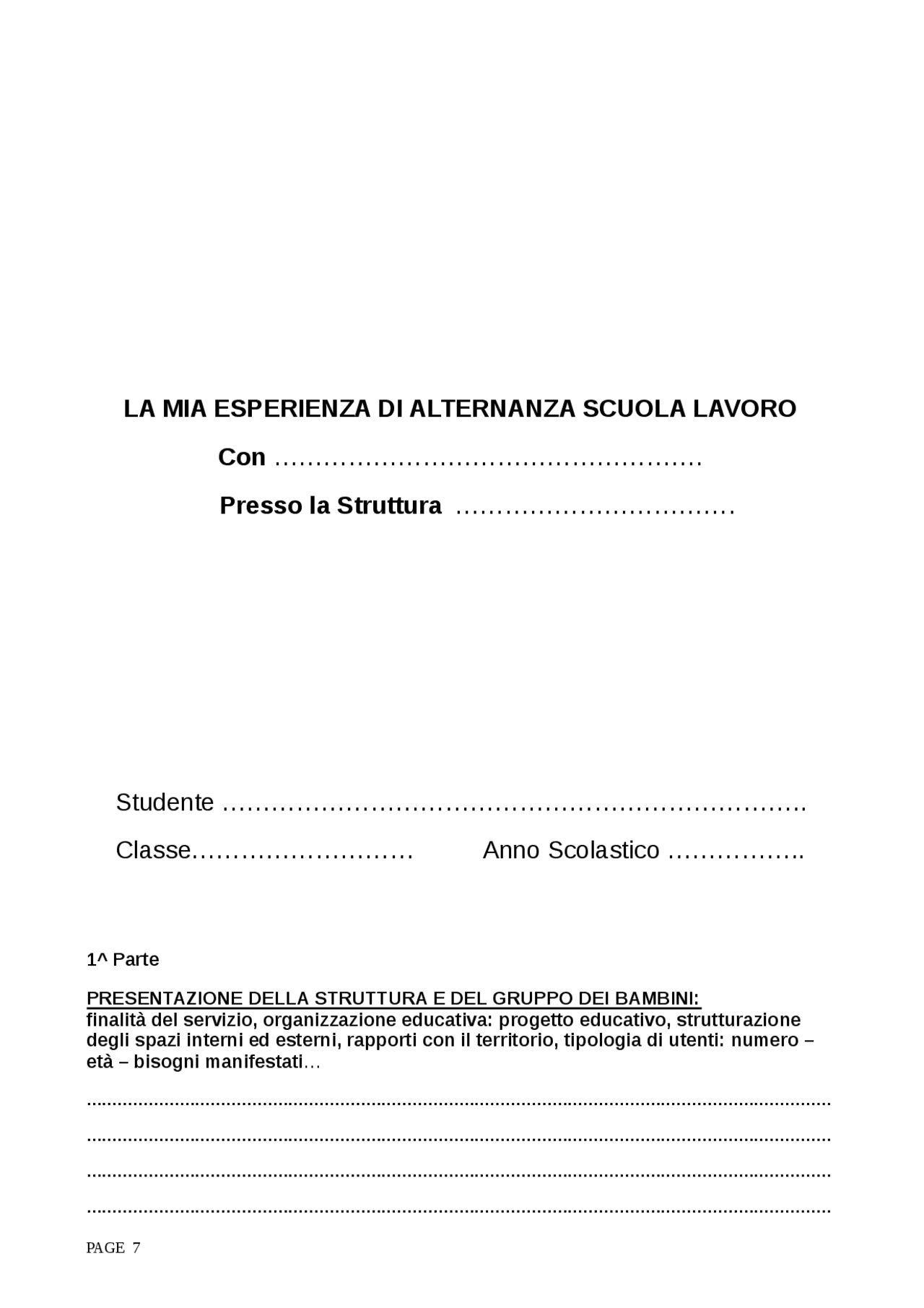 Relazione Sul Tirocinio In Asilo Nido Docsity