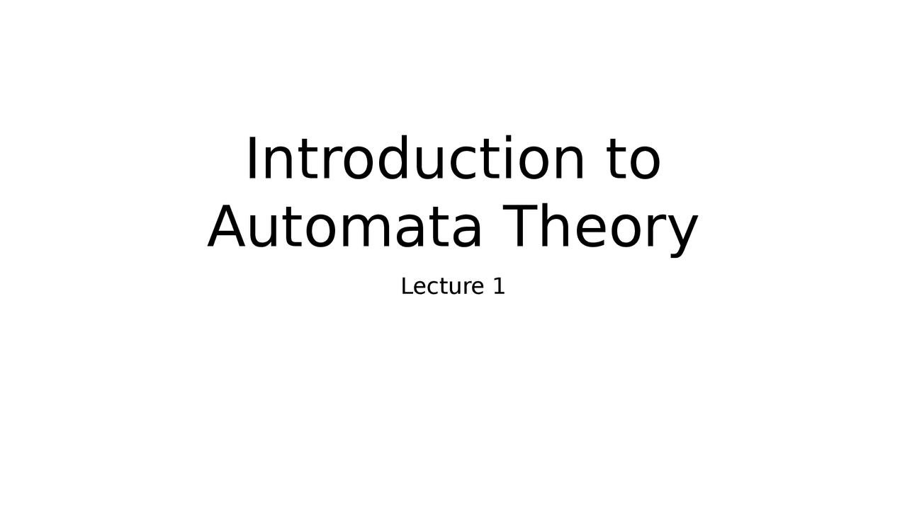 Introduction To Theory Of Automata Docsity
