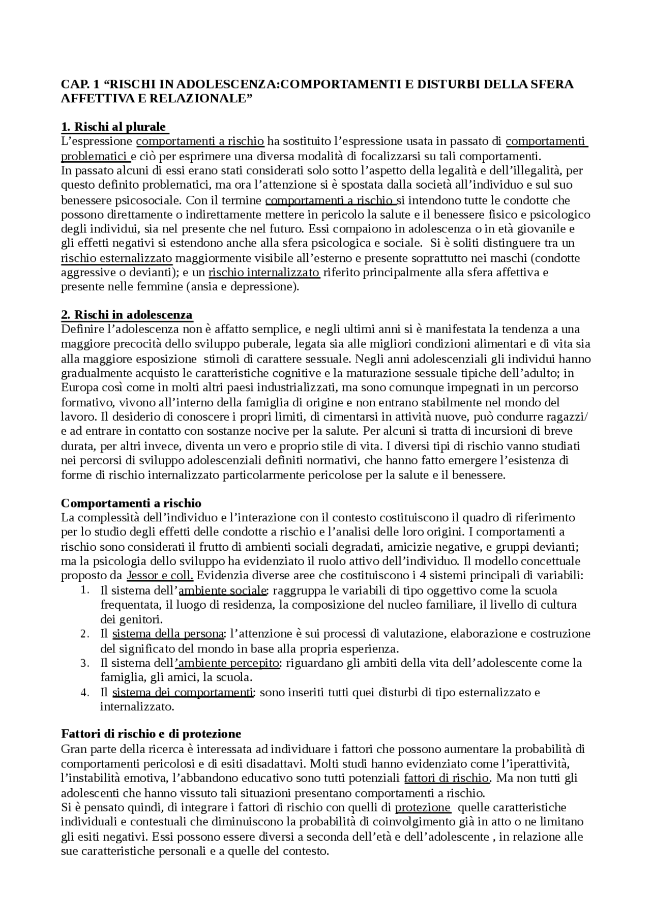 Rischi In Adolescenza Docsity
