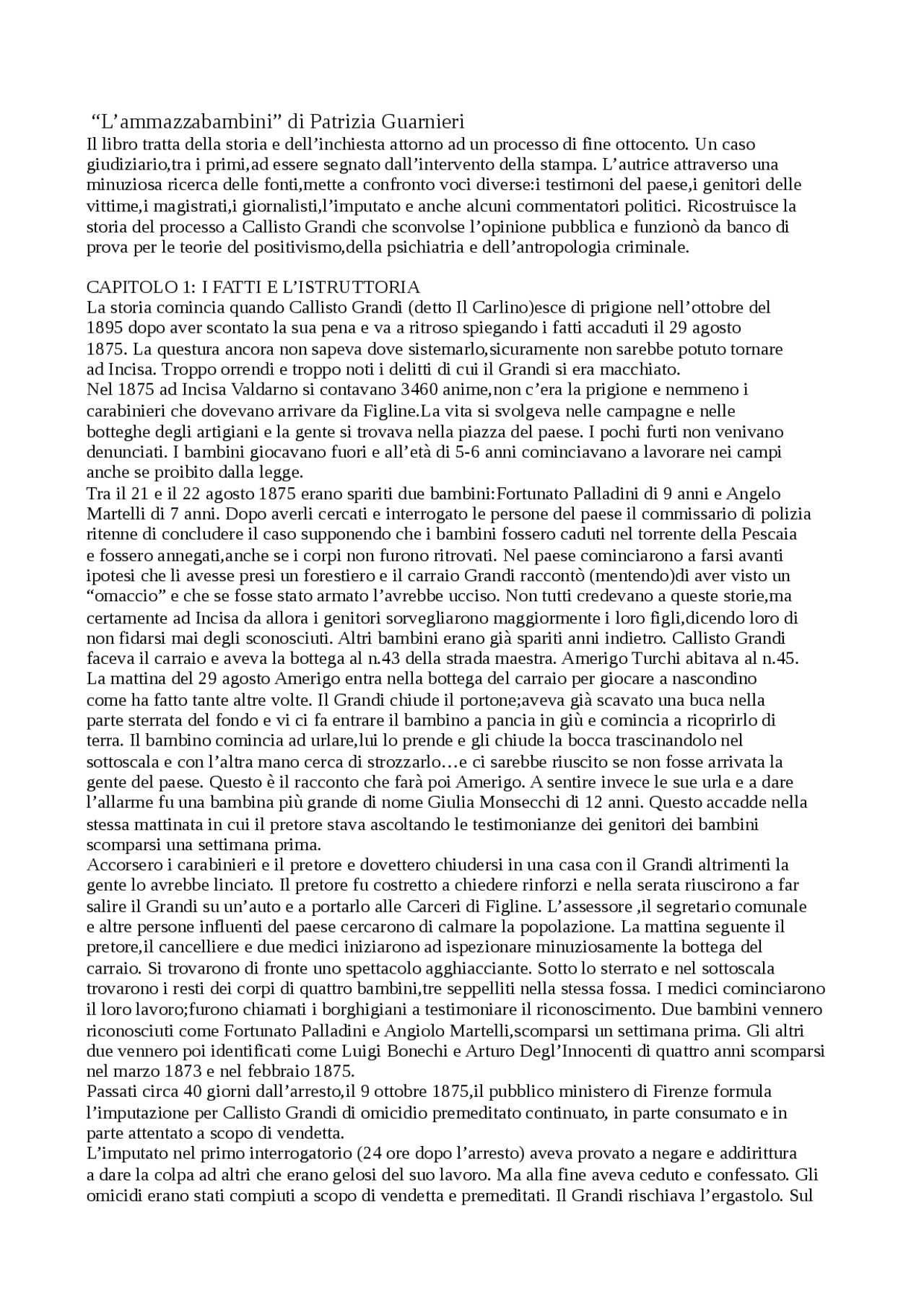Lammazzabambini Di Patrizia Guarnieri Docsity