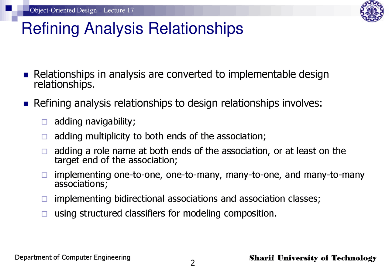 Refining analysis Relationship - Docsity