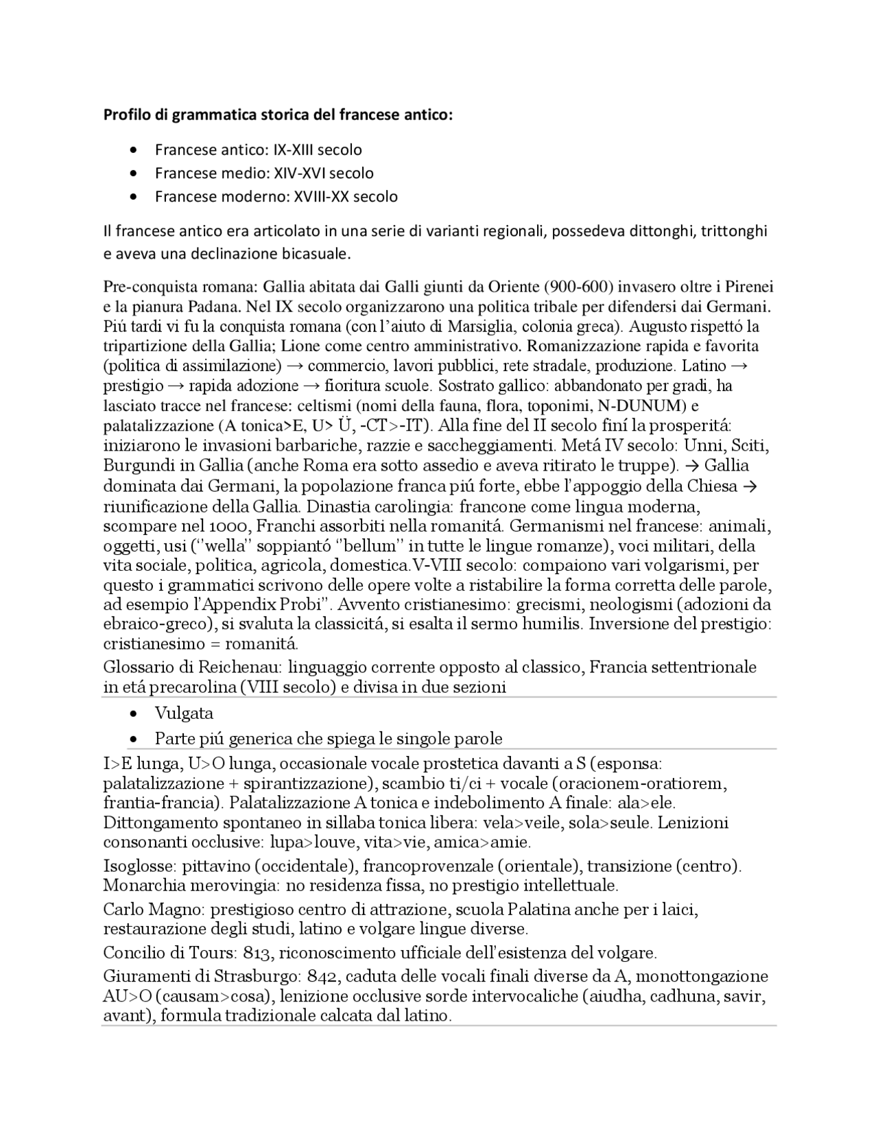 Profilo Di Grammatica Storica Del Francese Antico Docsity