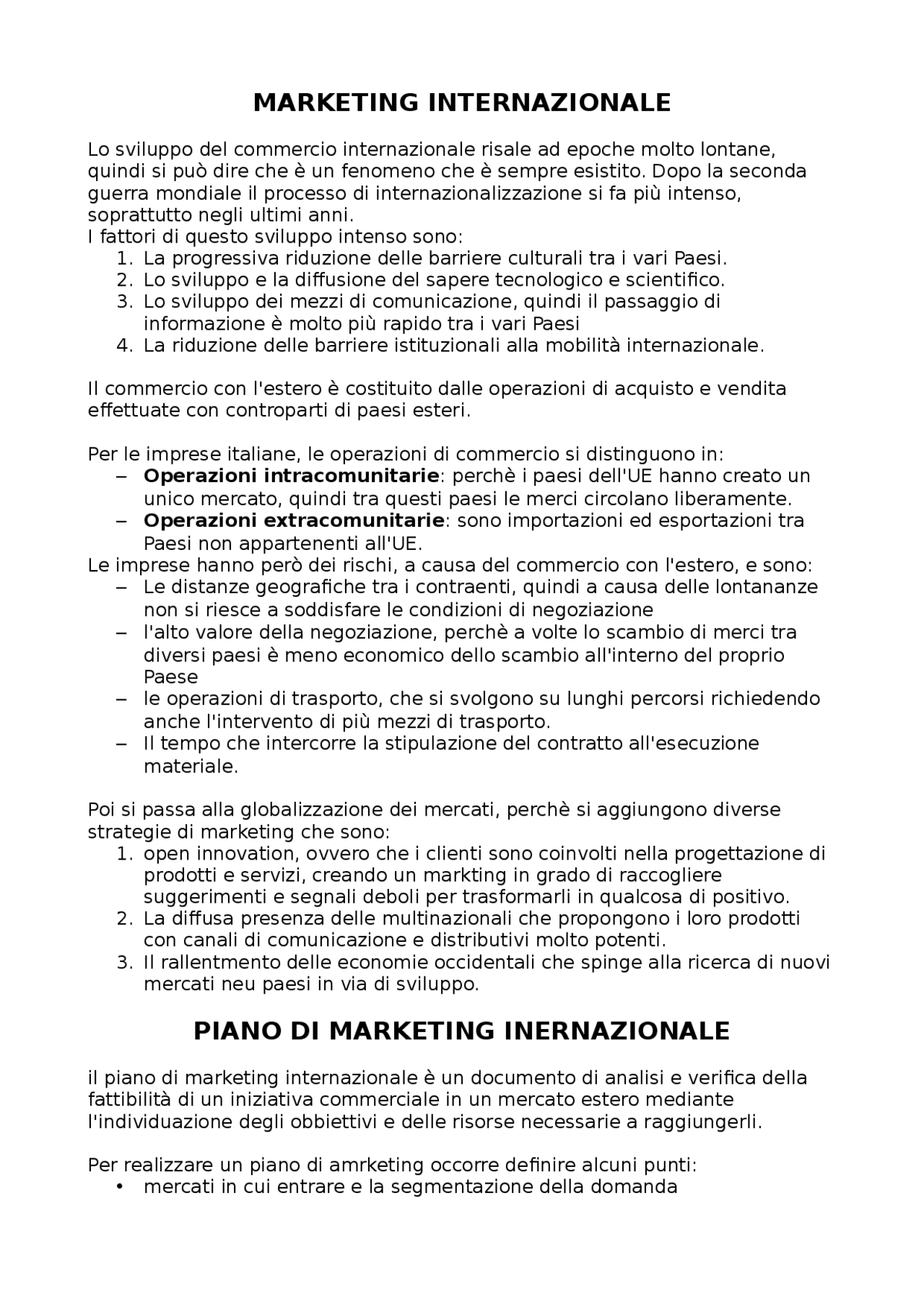 Marketing Internazionale Docsity
