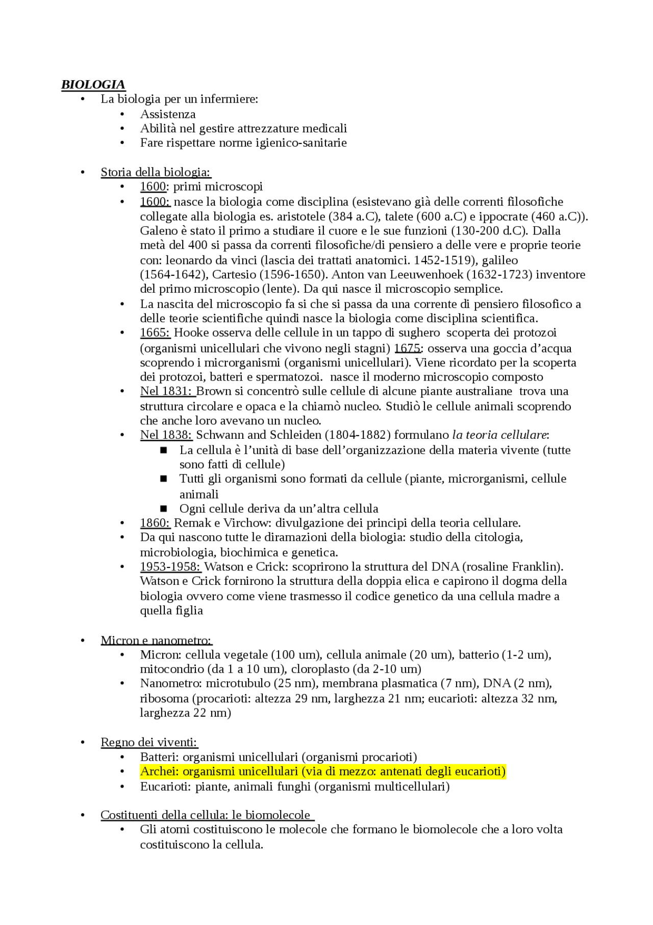 Appunti Di Biologia Docsity