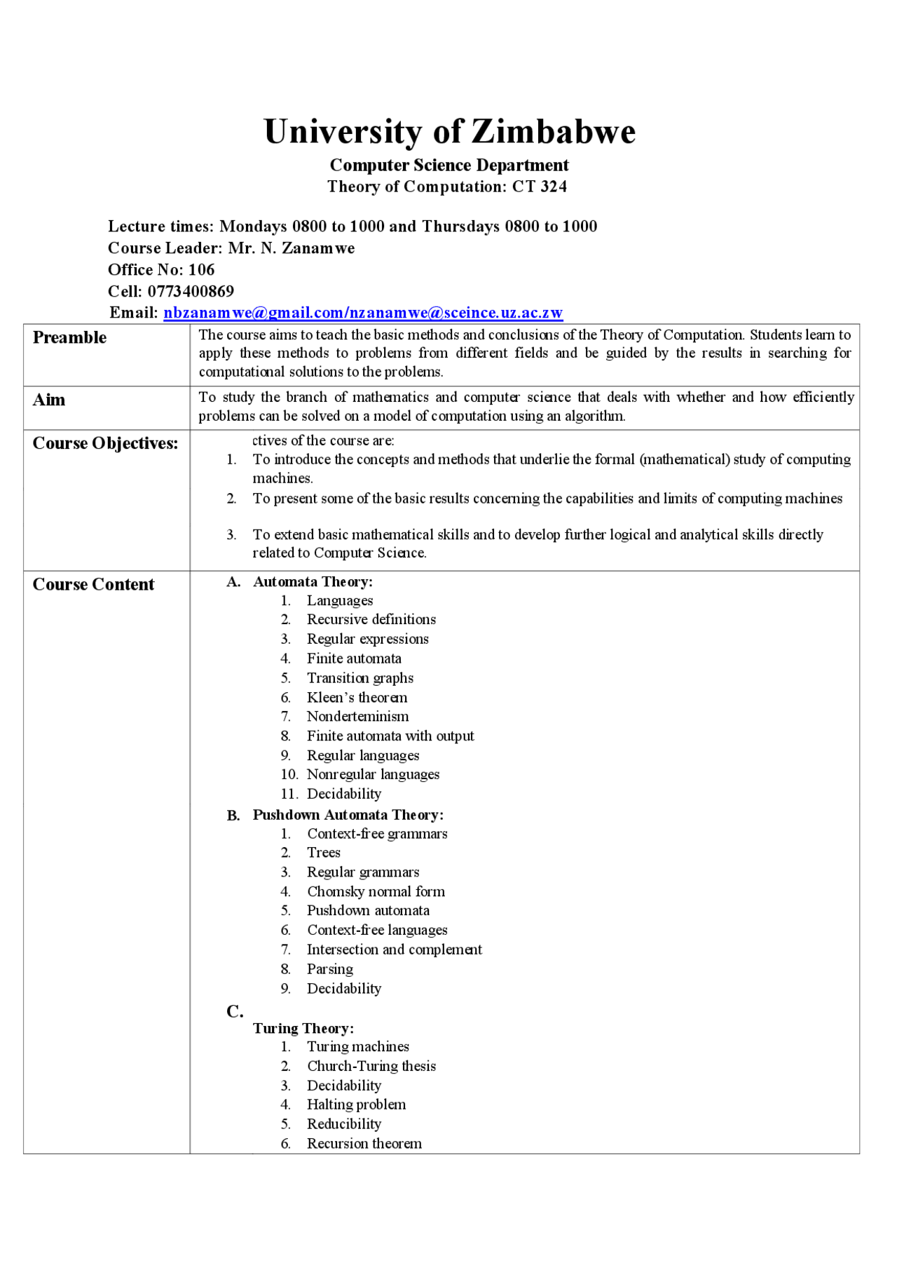 Theory Of Computation Notes Hct 424 Docsity