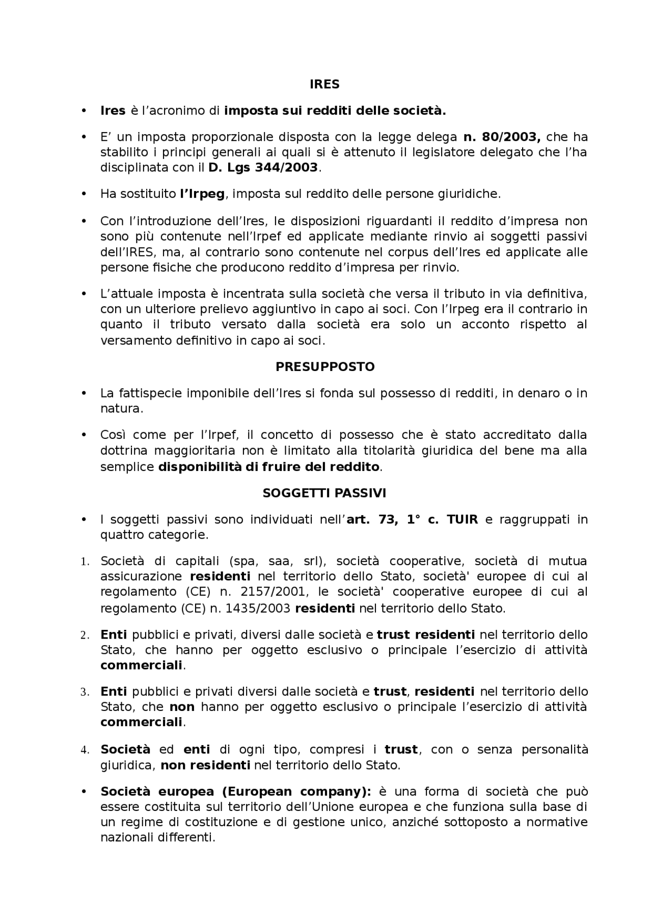 Ires Reddito Dimpresa Docsity