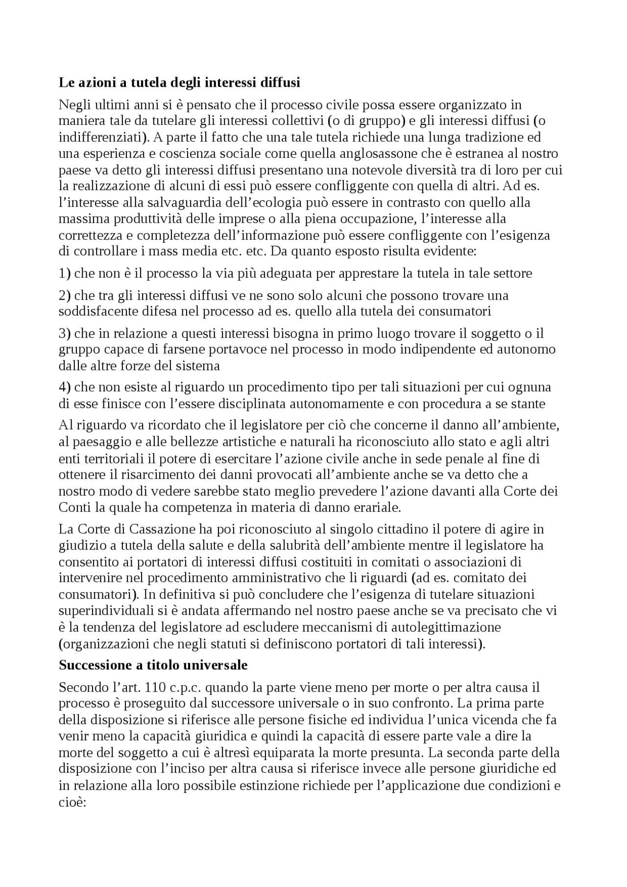 Ultima Parte Diritto Processuale Civile Verde Parte Generale Docsity