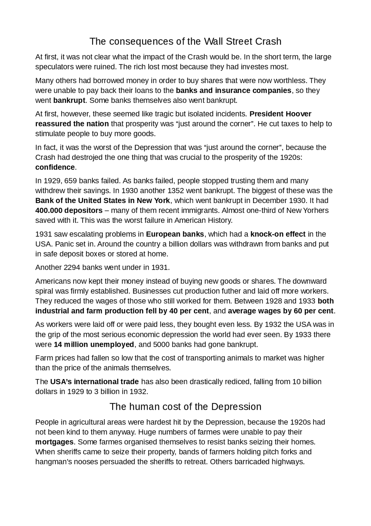 La grande depressione - The Great Depression | Lecture notes History ...