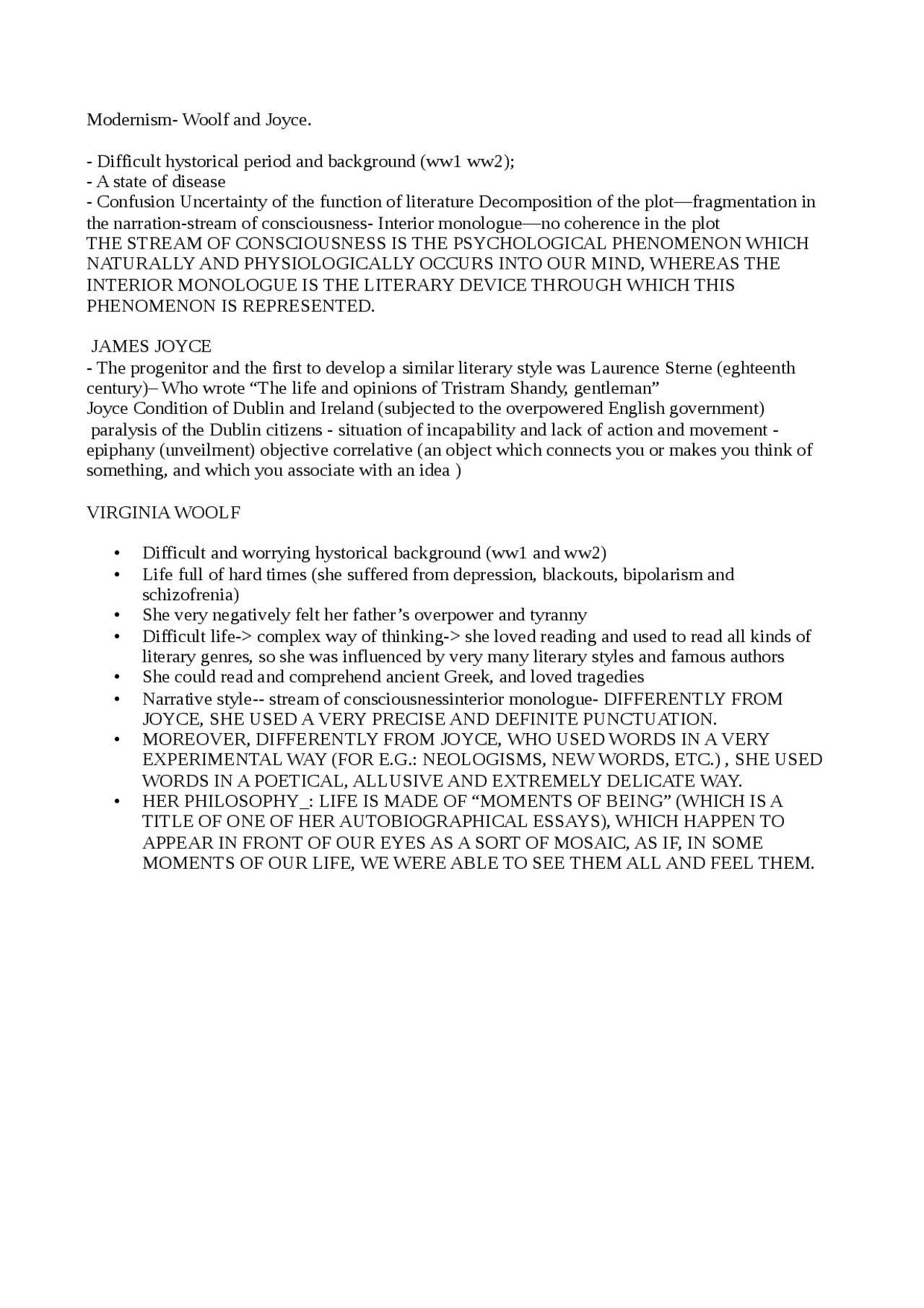 Modernism in English Literature - Docsity