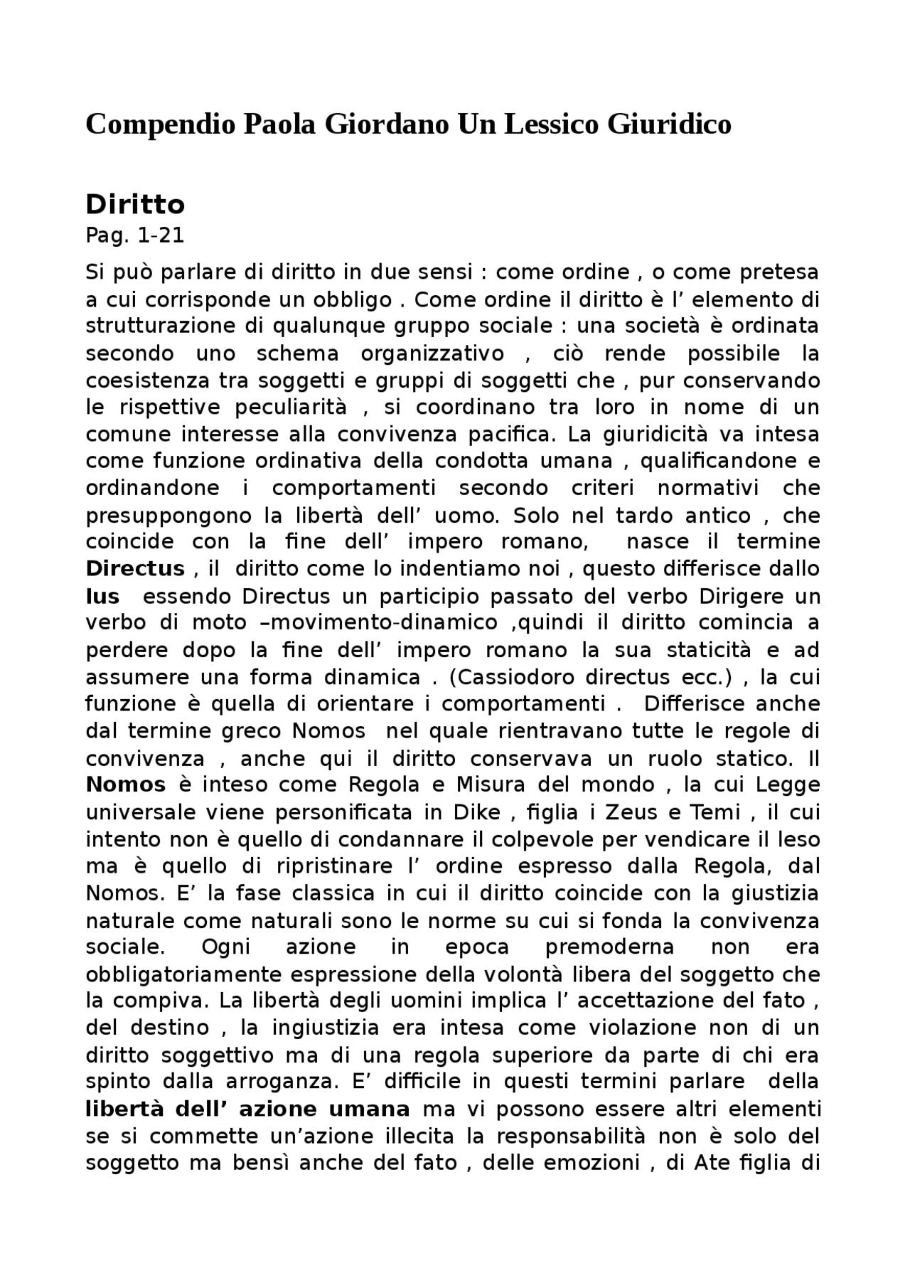 Un Lessico Giuridico Docsity