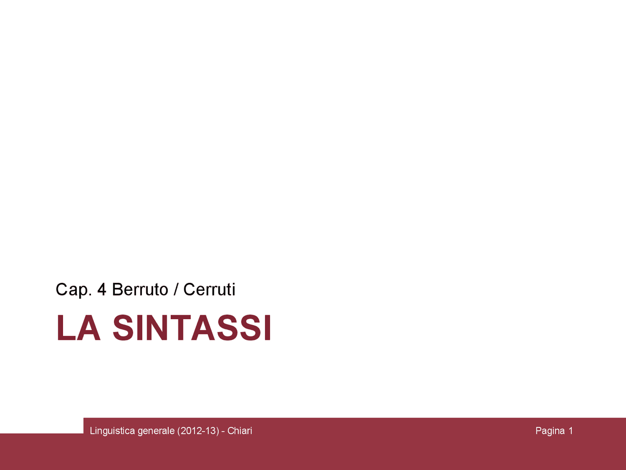 Sintassi Linguistica Generale Berruto Slide Di Linguistica Docsity