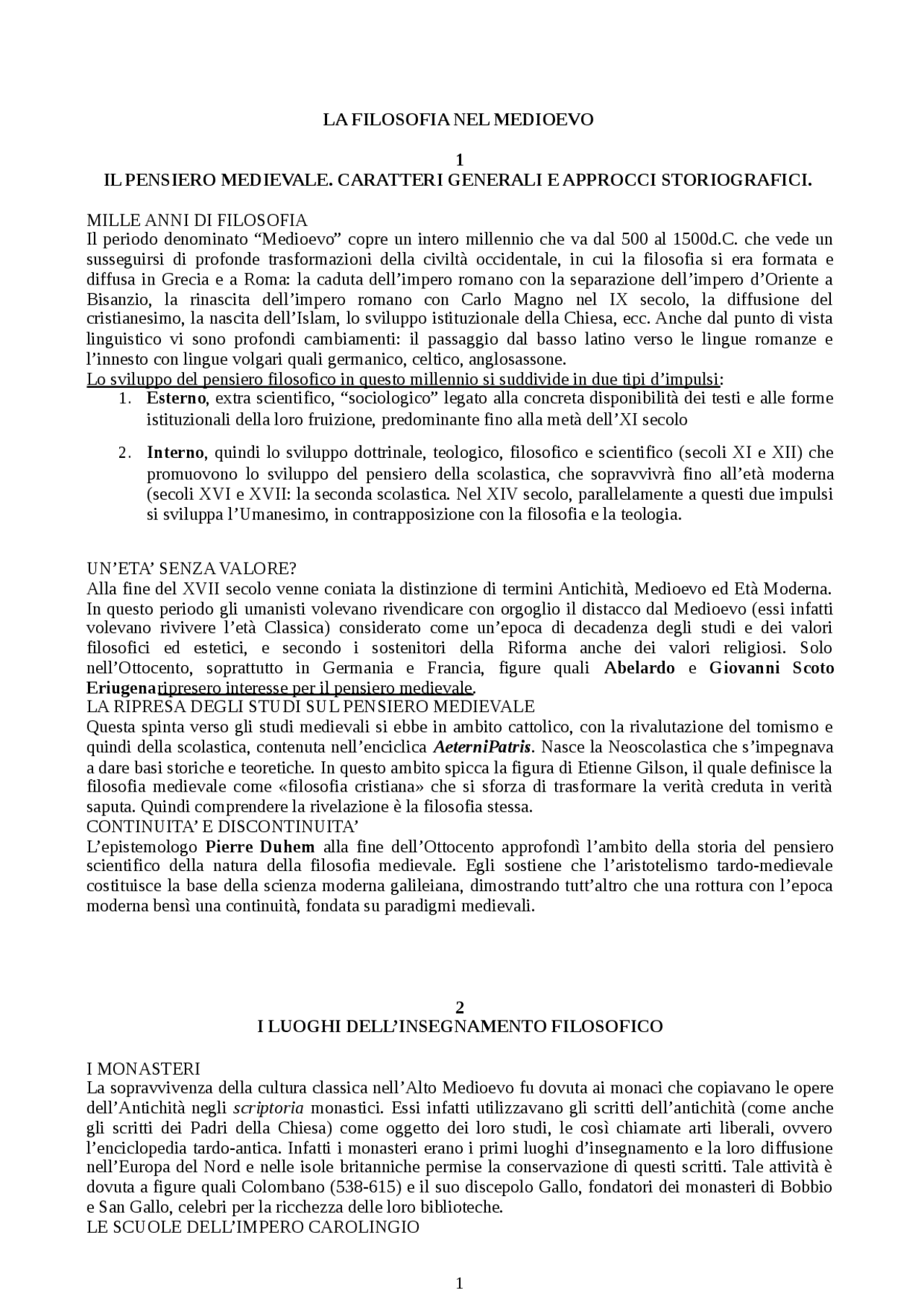 La filosofia nel Medioevo. Secoli VI-XV - Pereira Michela - Docsity