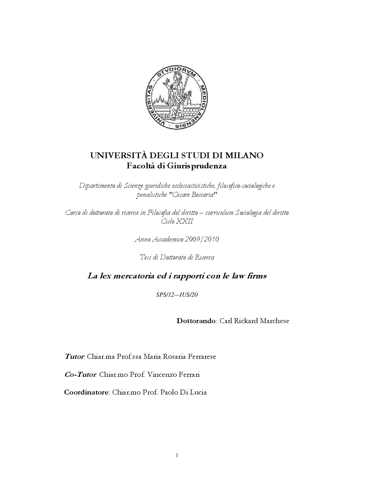 La lex mercatoria, insieme di regole consutudinarie - Docsity