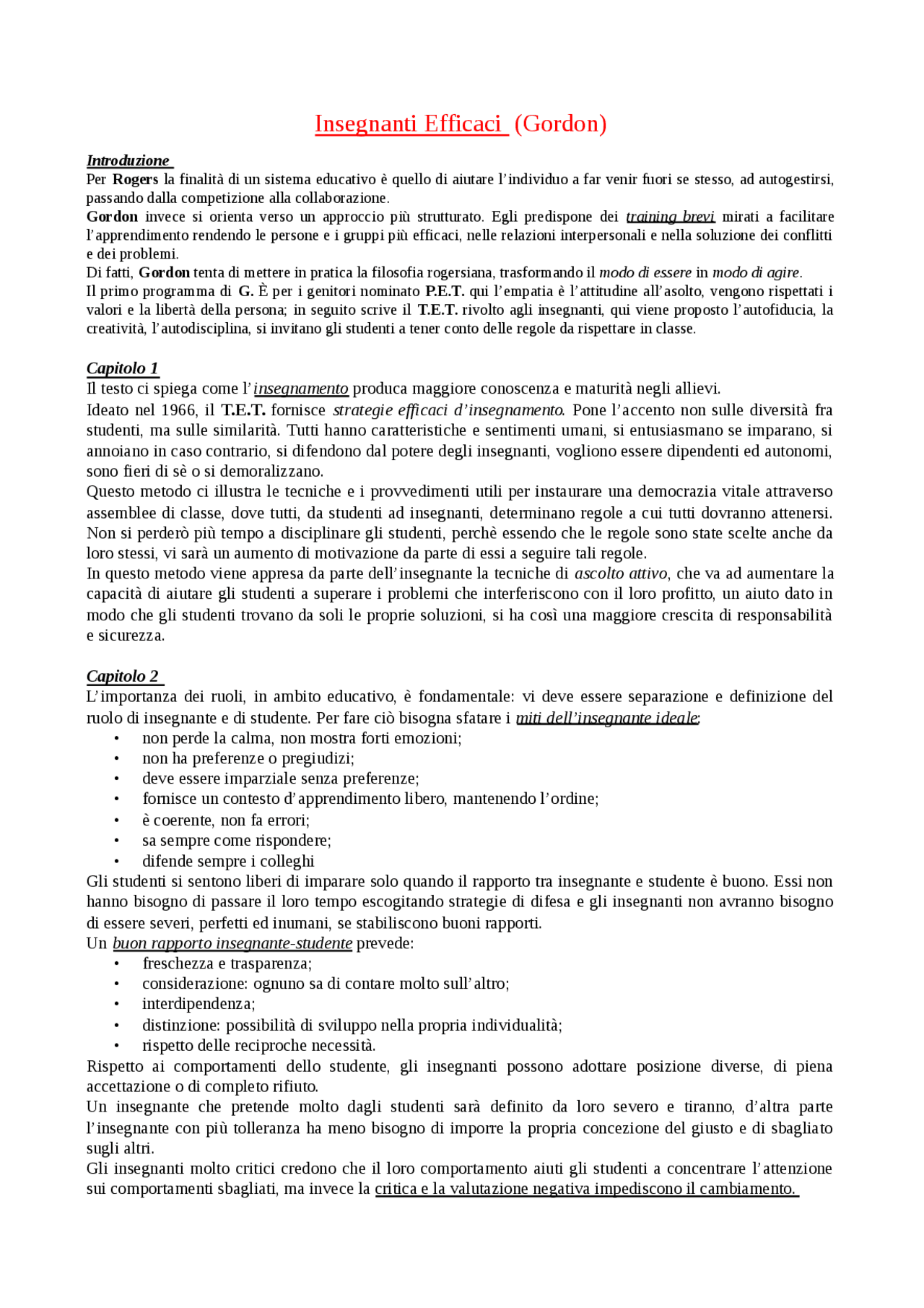 Insegnanti Efficaci Professoressa Pallini Docsity