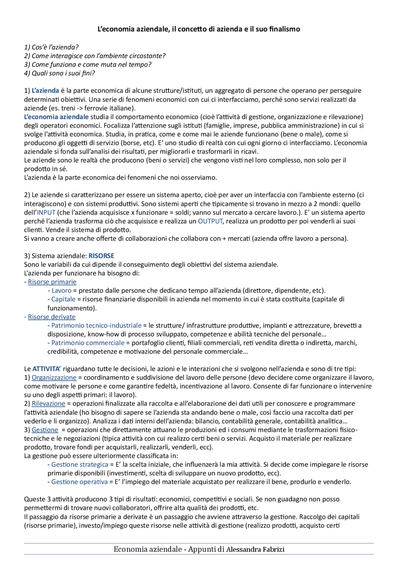 Appunti Completi Di Economia Aziendale Prof Mazzola Iulm Appunti