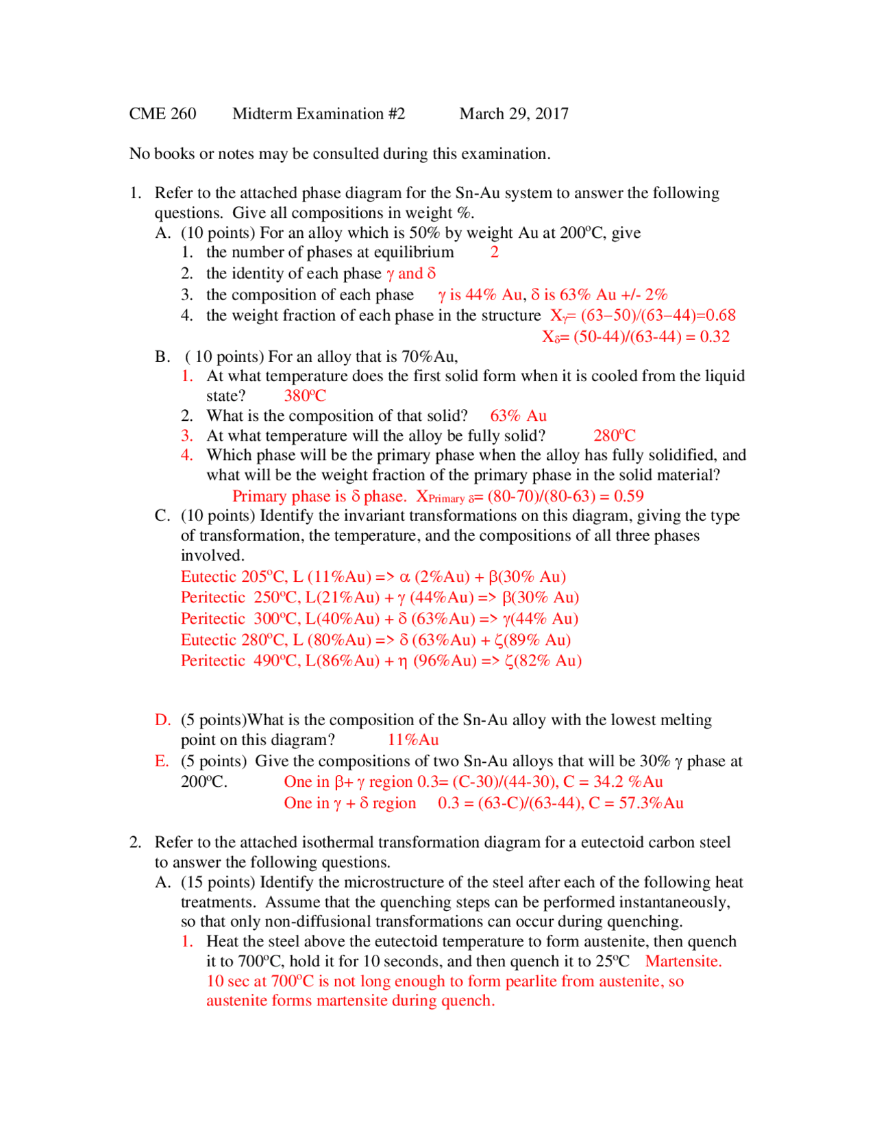 Midterm Examination 2 With Solution Properties Of Materials Cme 260